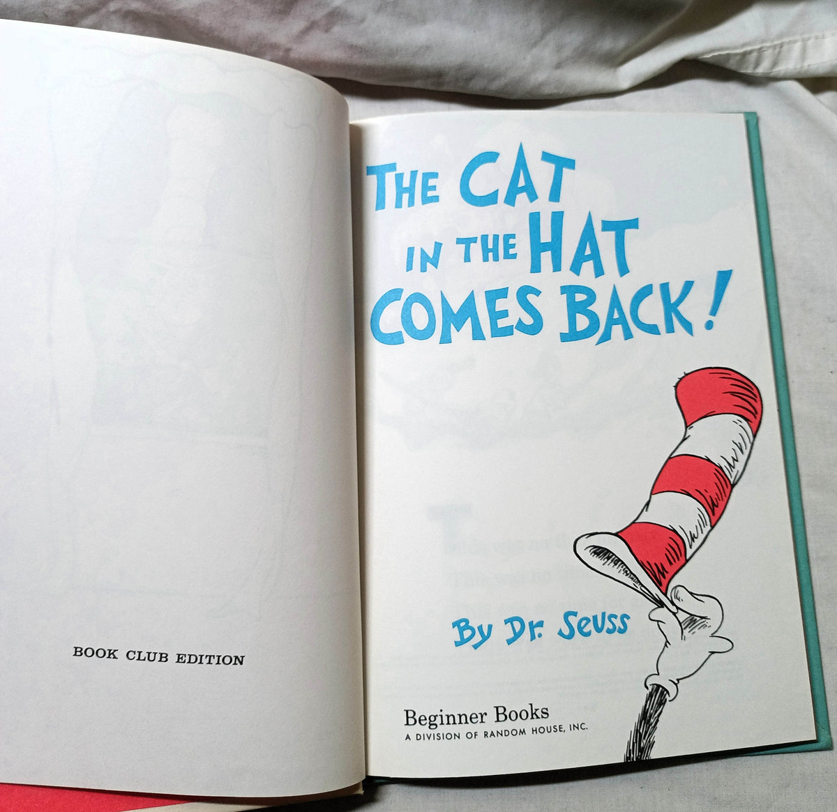 Dr Seuss The Cat In The Hat Comes Back Book Club Edition 1958 – TulipStuff
