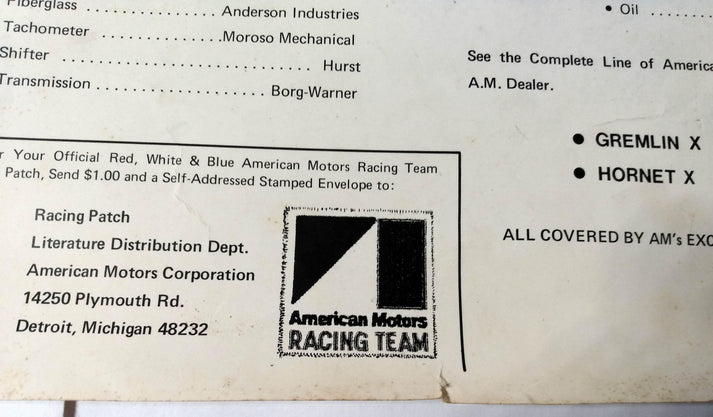 AMC American Motors Racing Team Wally Booth Pro Stock Gremlin X 1971 ...