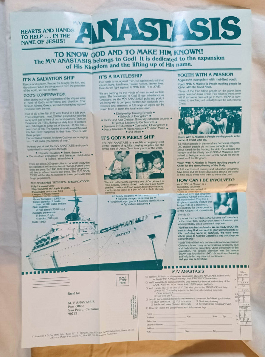 MV Anastasis Hospital Ship YWAM Mercy Ships Brochure Early 1980's ...
