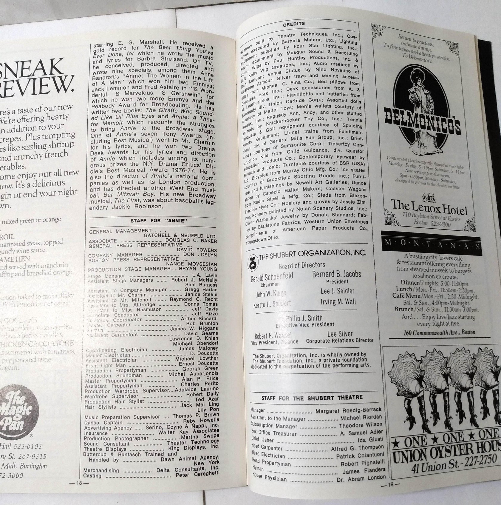 Annie Playbill Shubert Theatre Boston March 1982 Kristi Coombs Reid Sh ...