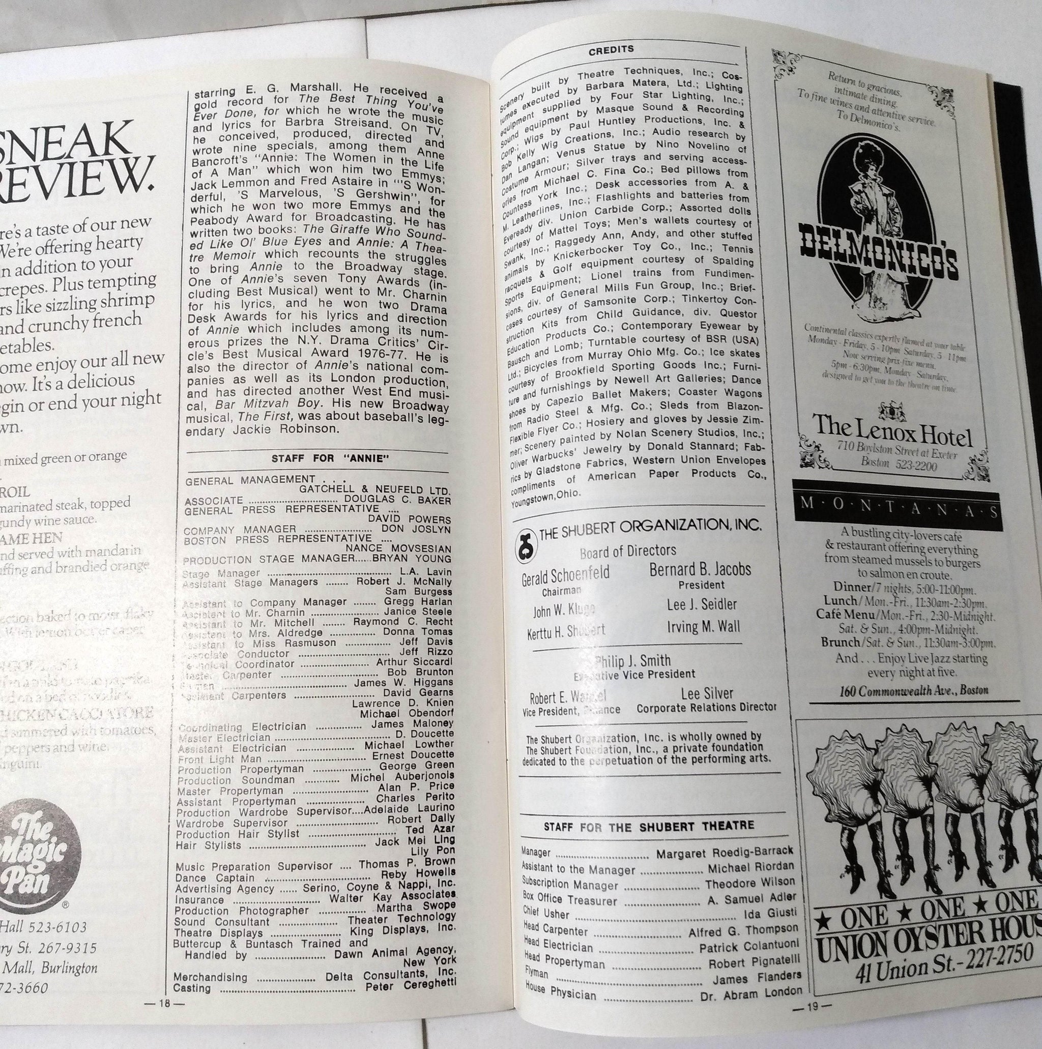 Annie Playbill Shubert Theatre Boston March 1982 Kristi Coombs Reid Sh ...