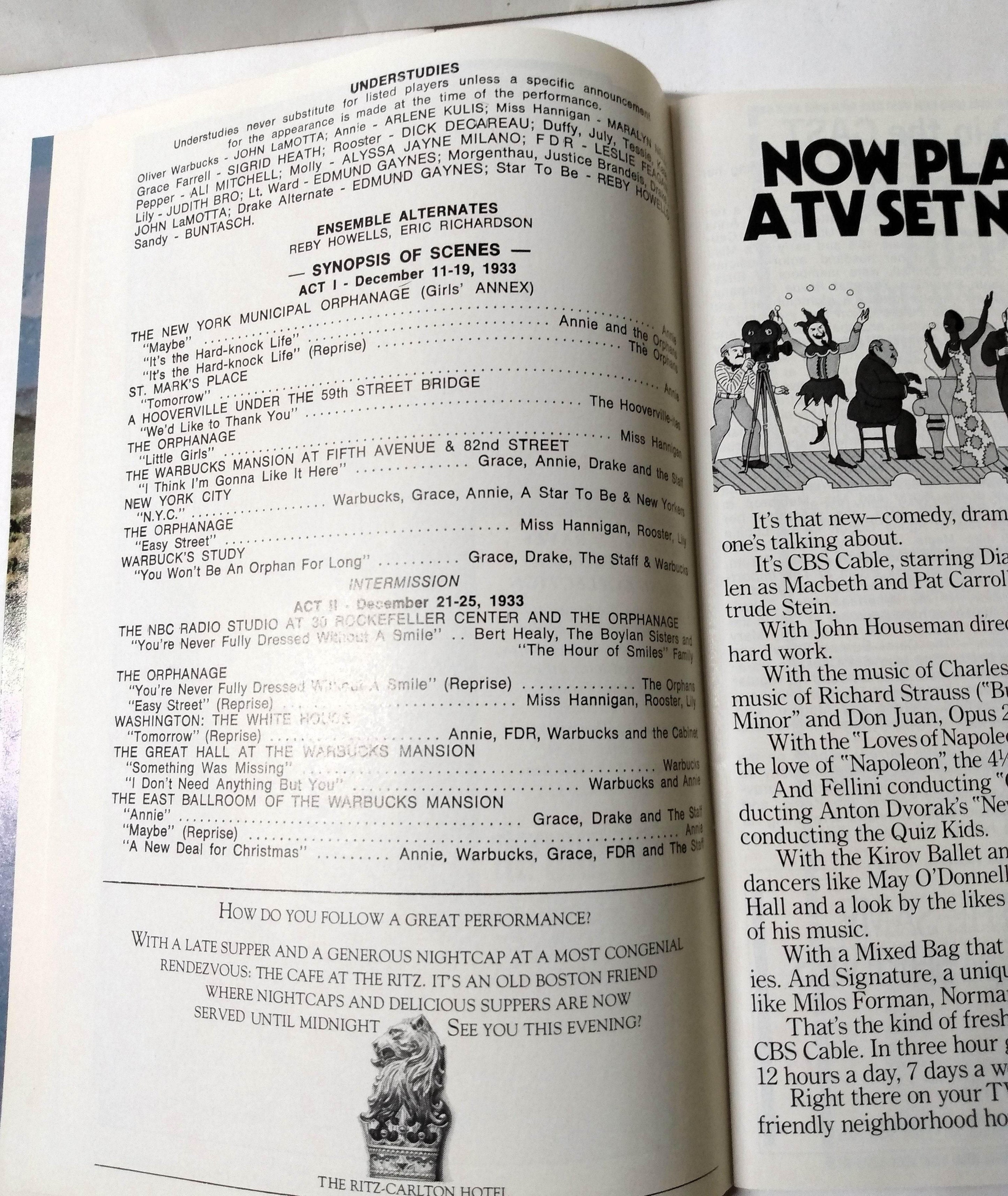 Annie Playbill Shubert Theatre Boston March 1982 Kristi Coombs Reid Sh ...