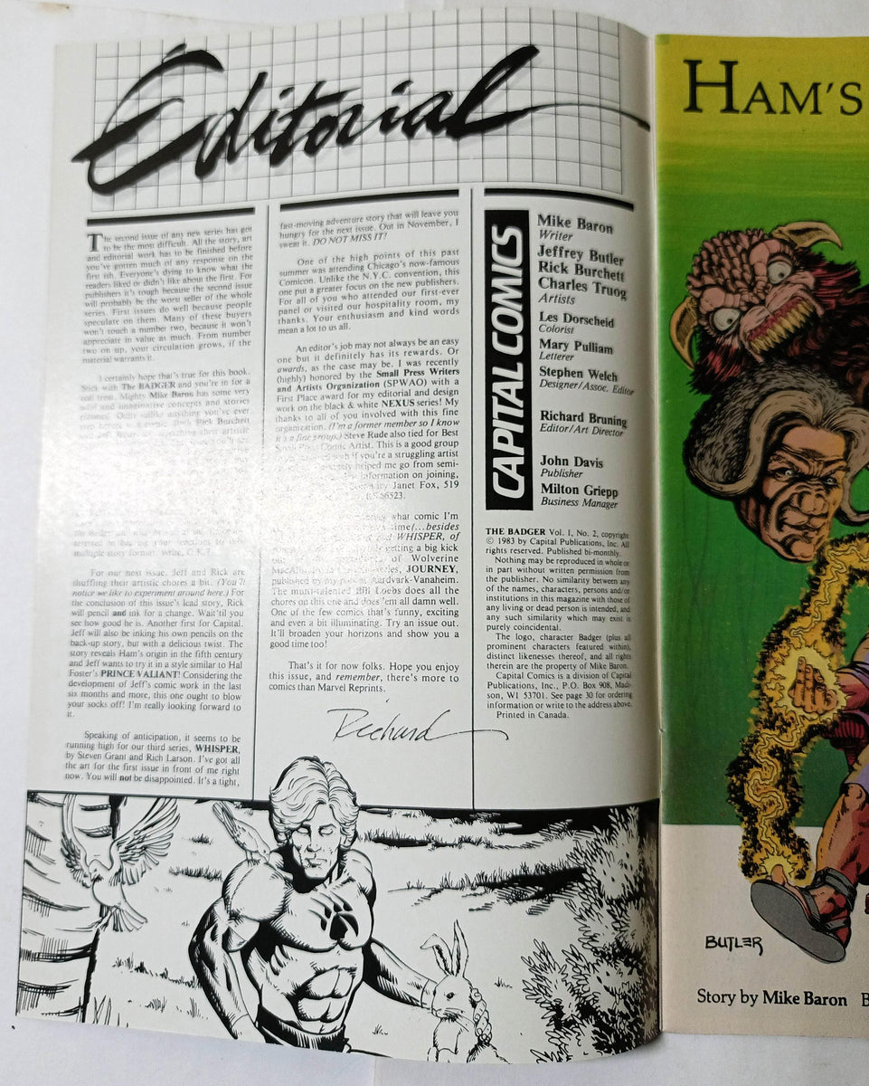 The Badger Issue #2 Capital Comics 1983 Norbert Sykes – TulipStuff