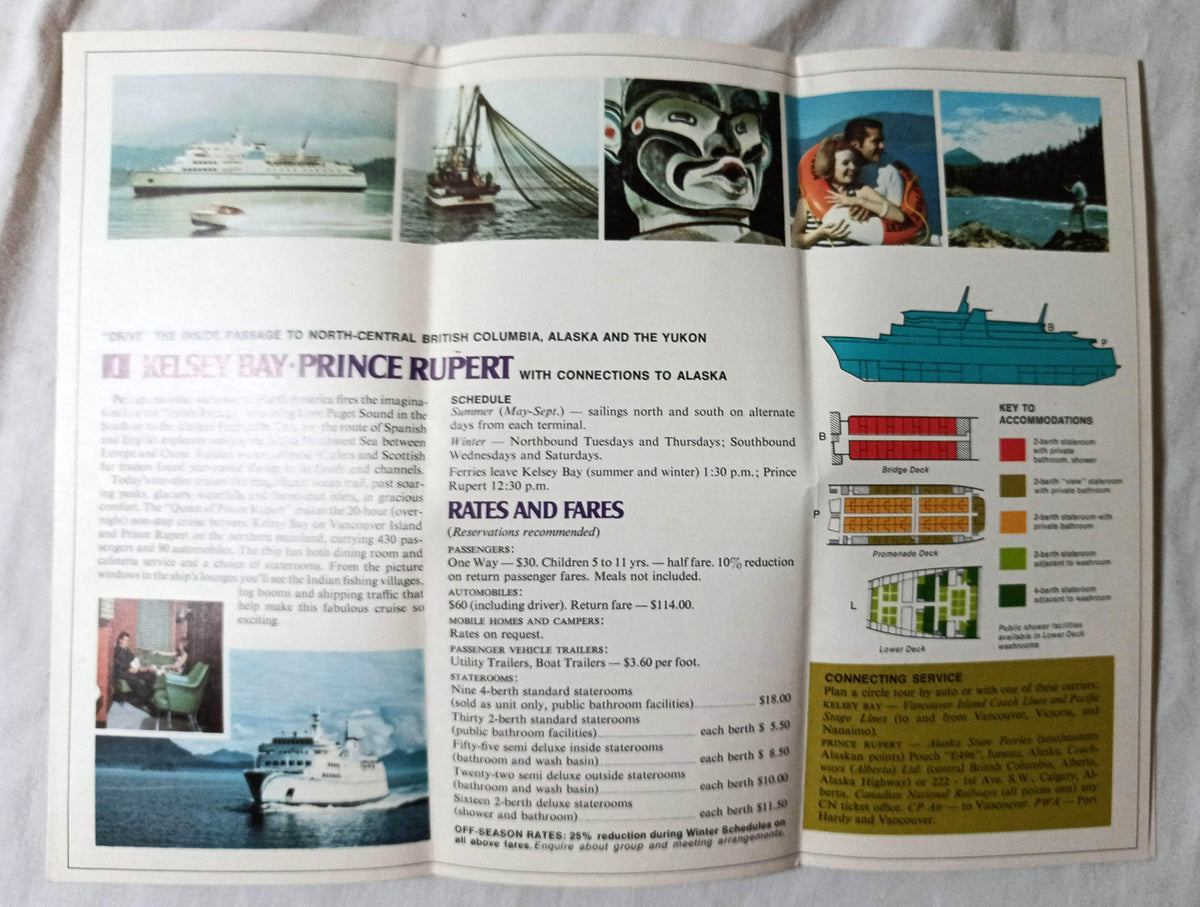 British Columbia Ferries 1974 Services Brochure mv Queen of Prince Rup ...