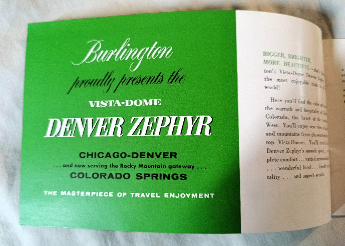 Burlington Route Denver Zephyr Vista-Dome Train Pictorial Booklet 1964 ...