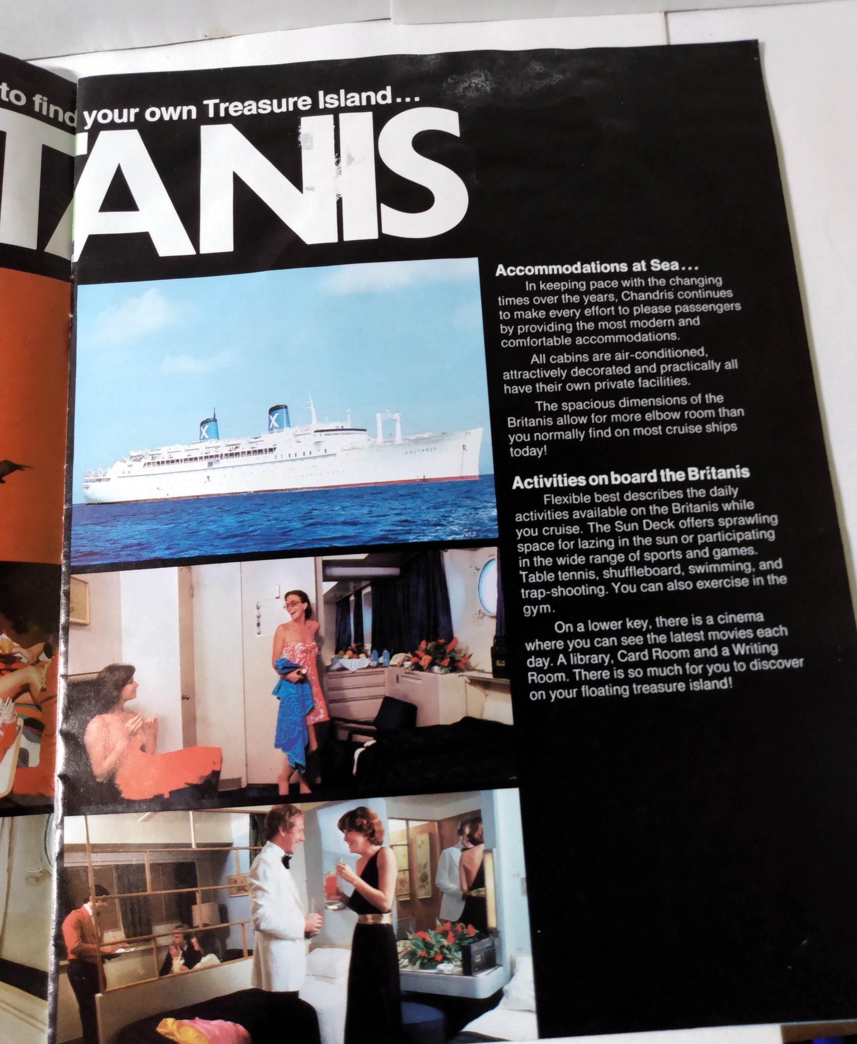 Chandris Cruises SS Britanis 1979-80 8-Day Caribbean Cruises Brochure ...