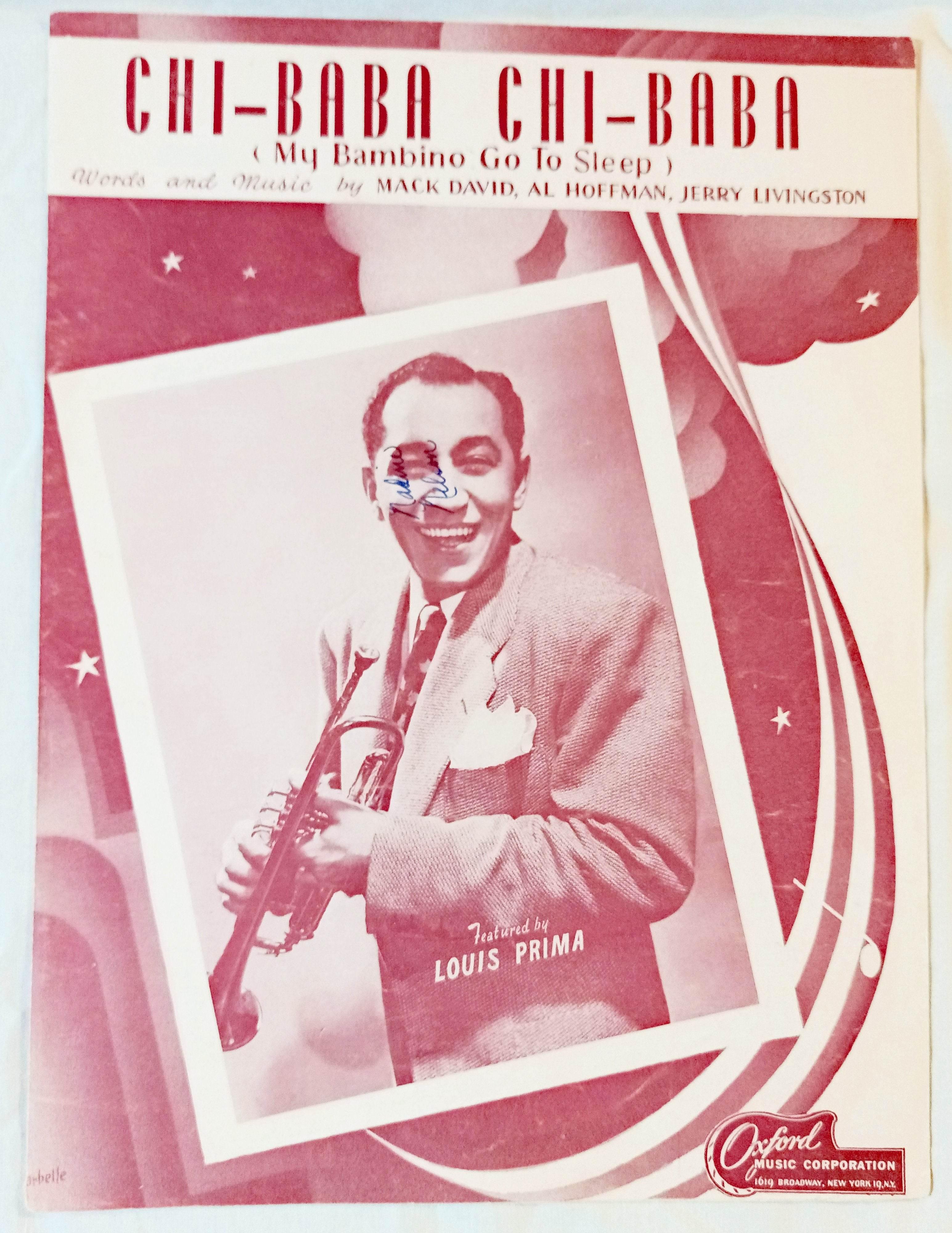 Chi-Baba Chi-Baba My Bambino Go To Sleep Sheet Music Louis Prima 1947 ...