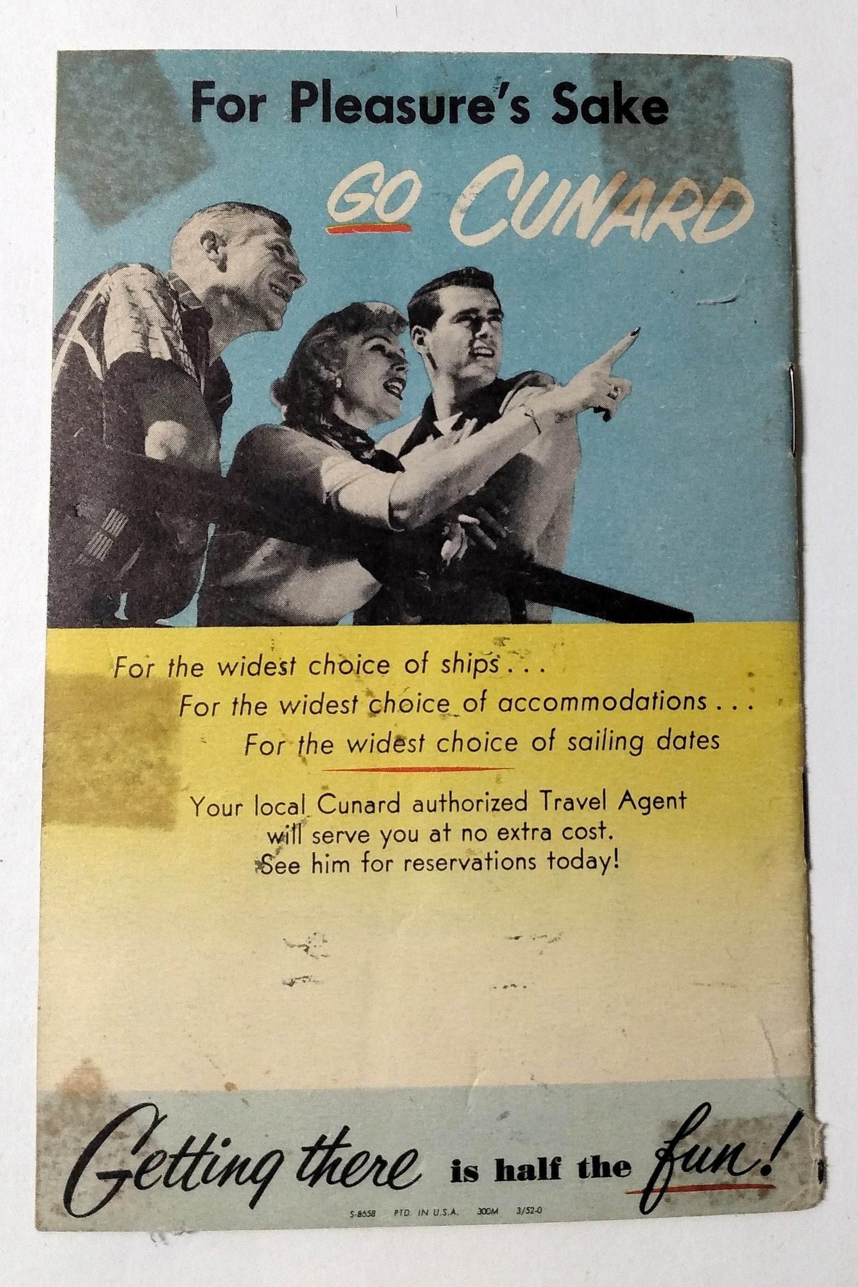 Cunard Getting There Is Half The Fun Booklet 1952 Mauretania Caronia B ...