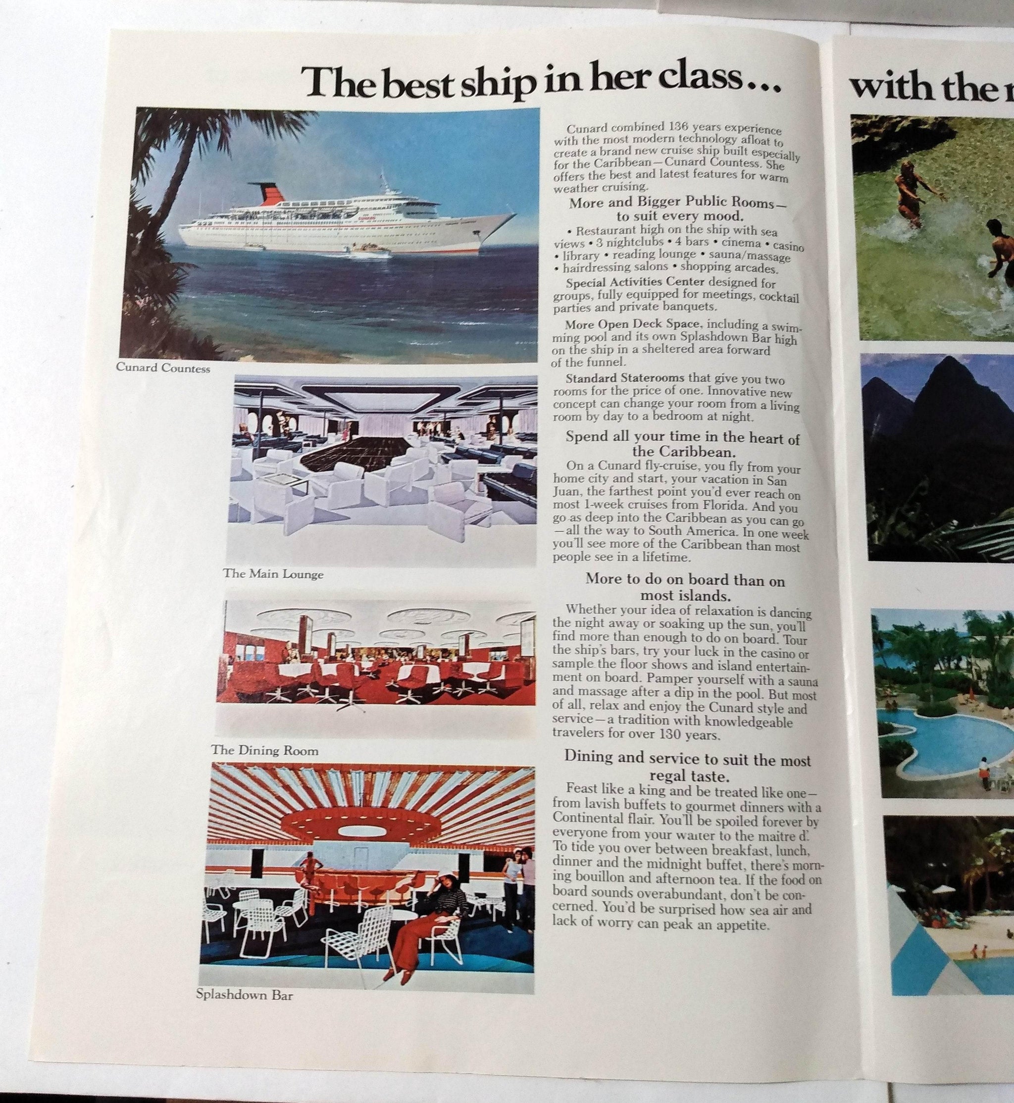 Cunard Countess 1976 Inaugural Cruise Season Fly/Cruises from New York ...