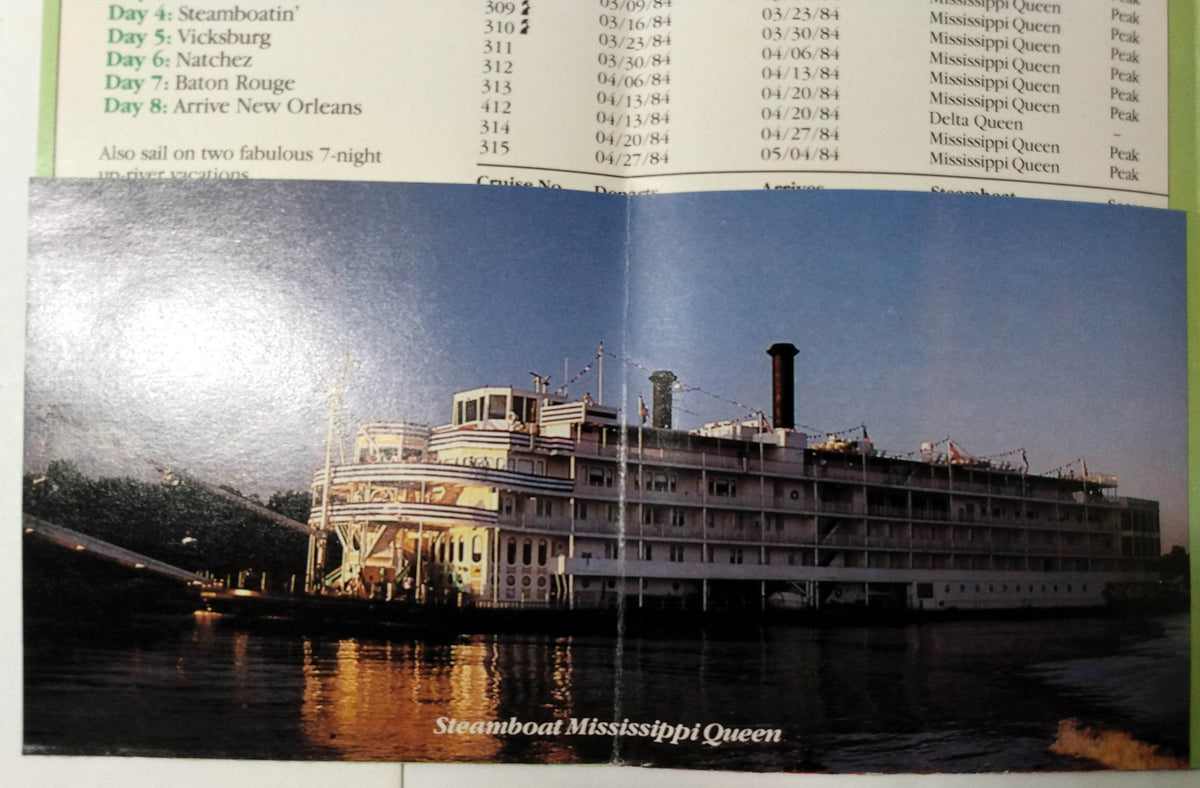 Delta Queen / Mississippi Queen Spring 1984 Steamboat River Cruises ...