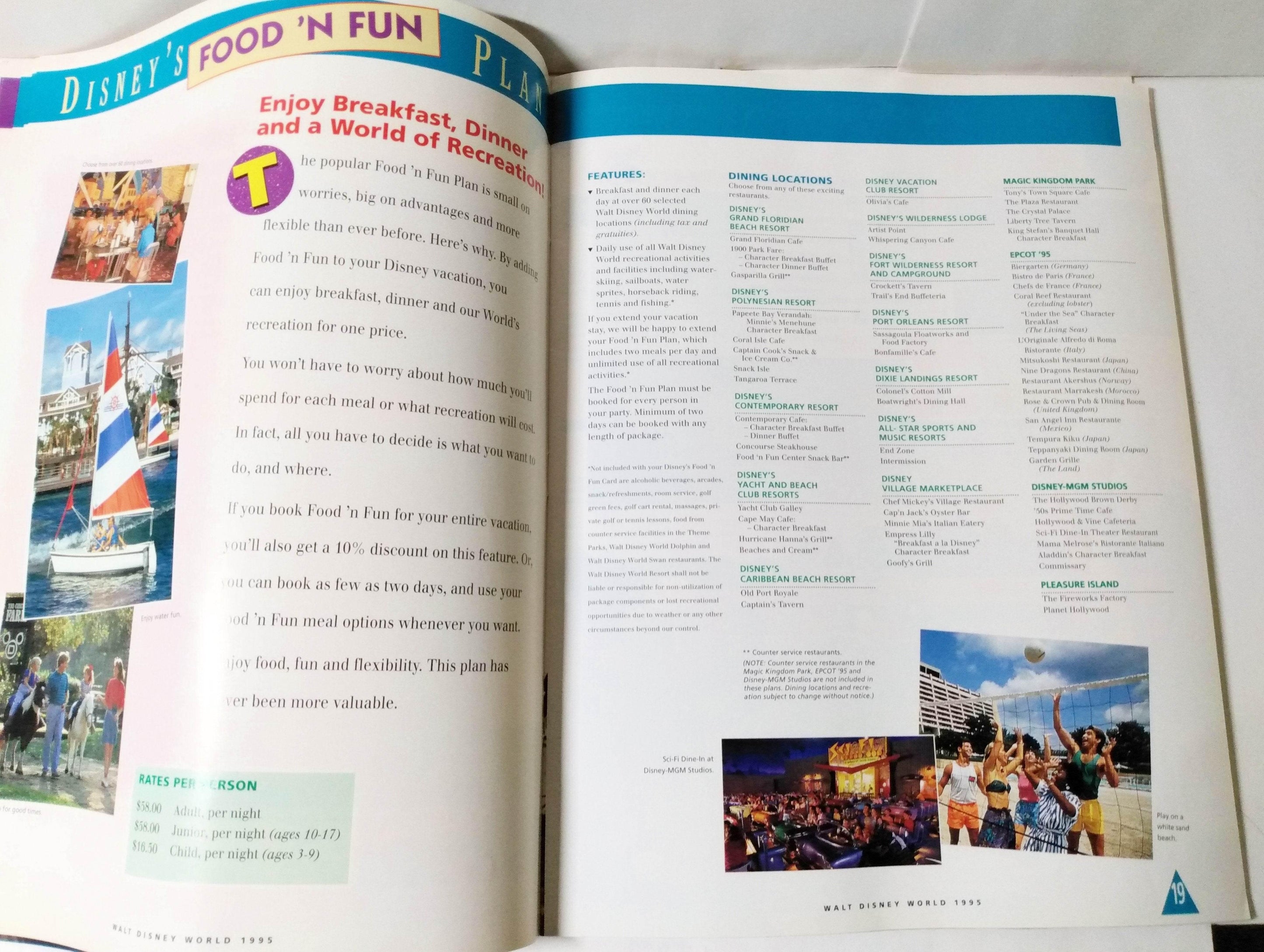 Walt Disney World Vacations 1995 Resorts Hotels Theme Parks Brochure ...