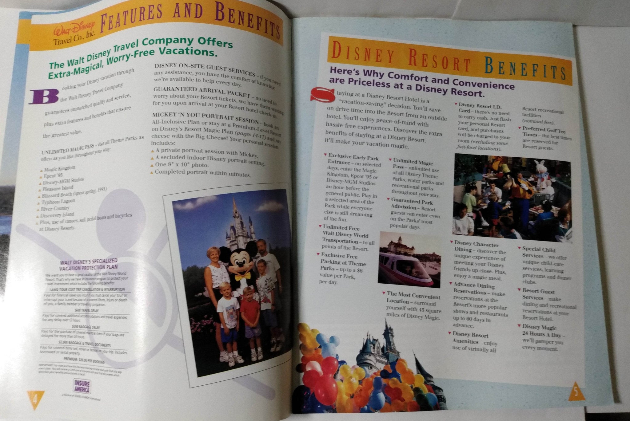 Walt Disney World Vacations 1995 Resorts Hotels Theme Parks Brochure ...