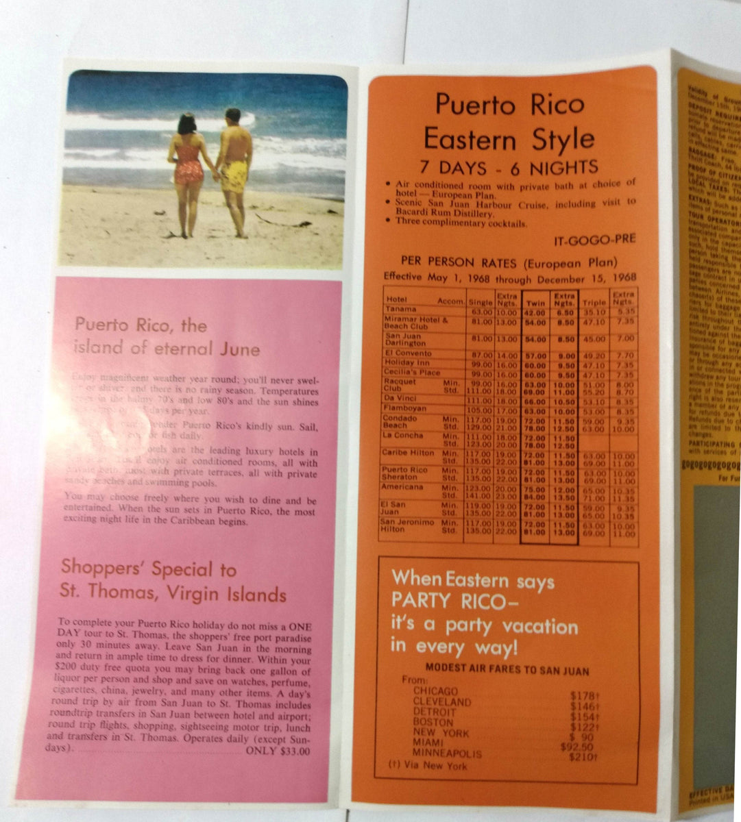 Eastern Airlines Party Rico Time In Puerto Rico Vacation Brochure 1968 ...
