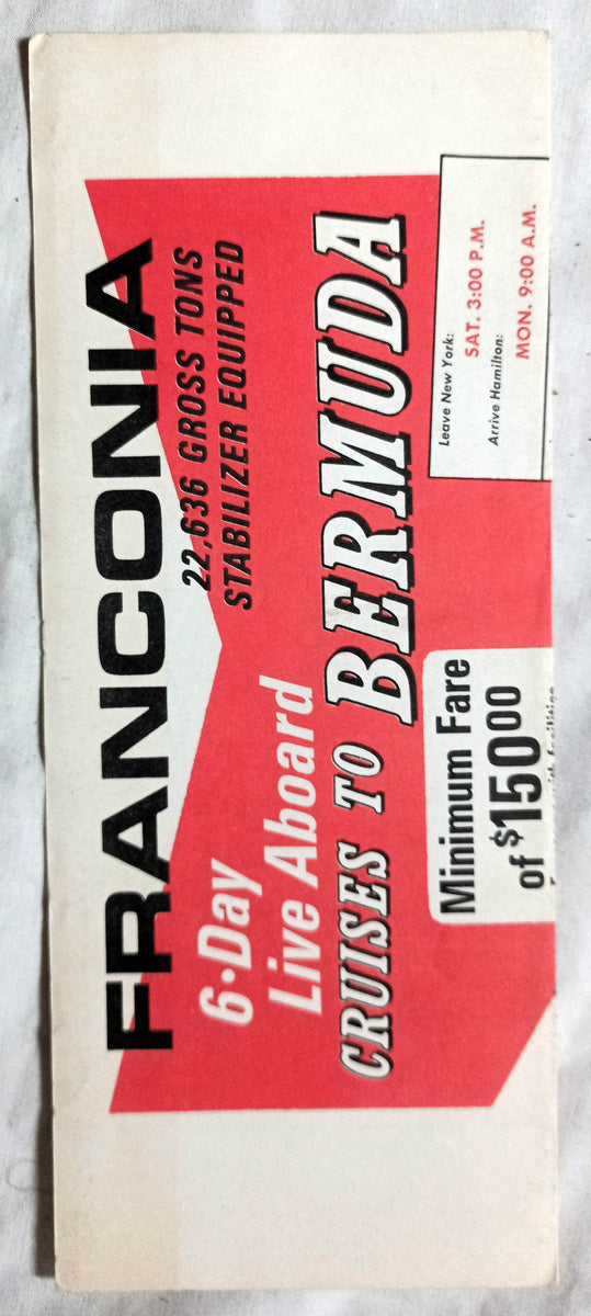 Cunard Line RMS Franconia 1967 6-Day Cruises To Bermuda Brochure ...