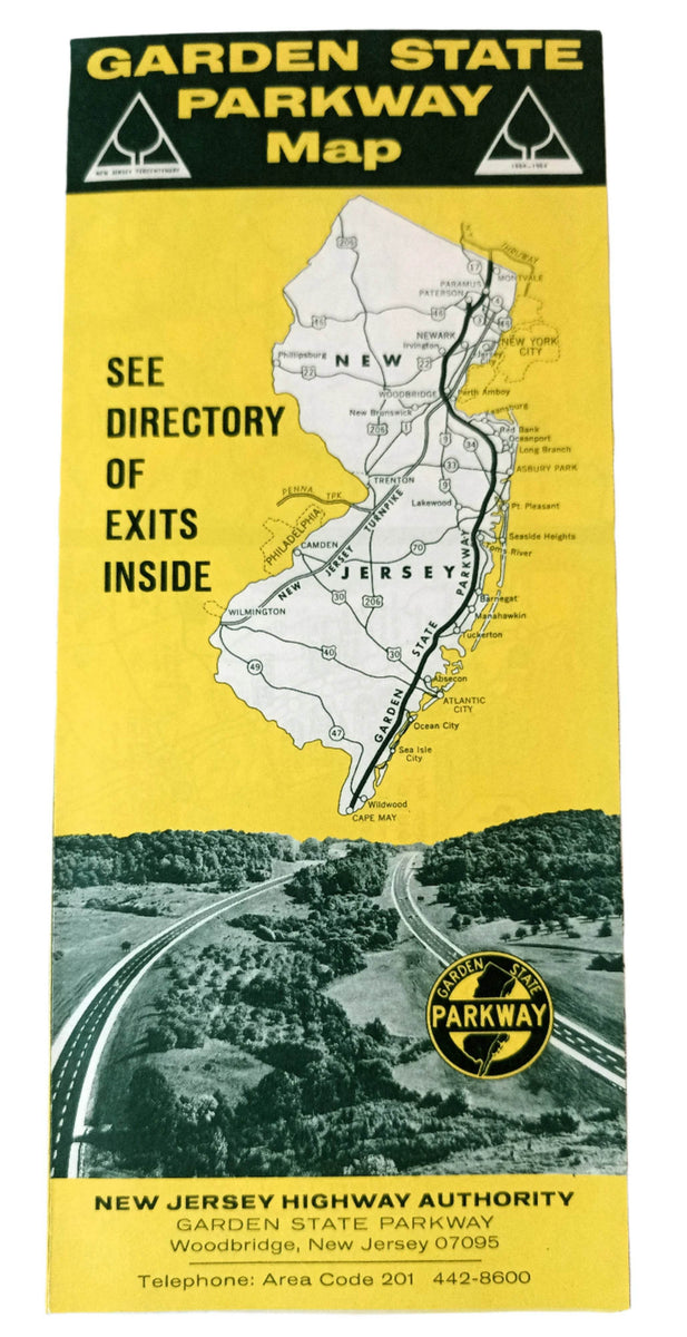 Garden State Parkway New Jersey Highway Map Directory Of Exits 1964 ...