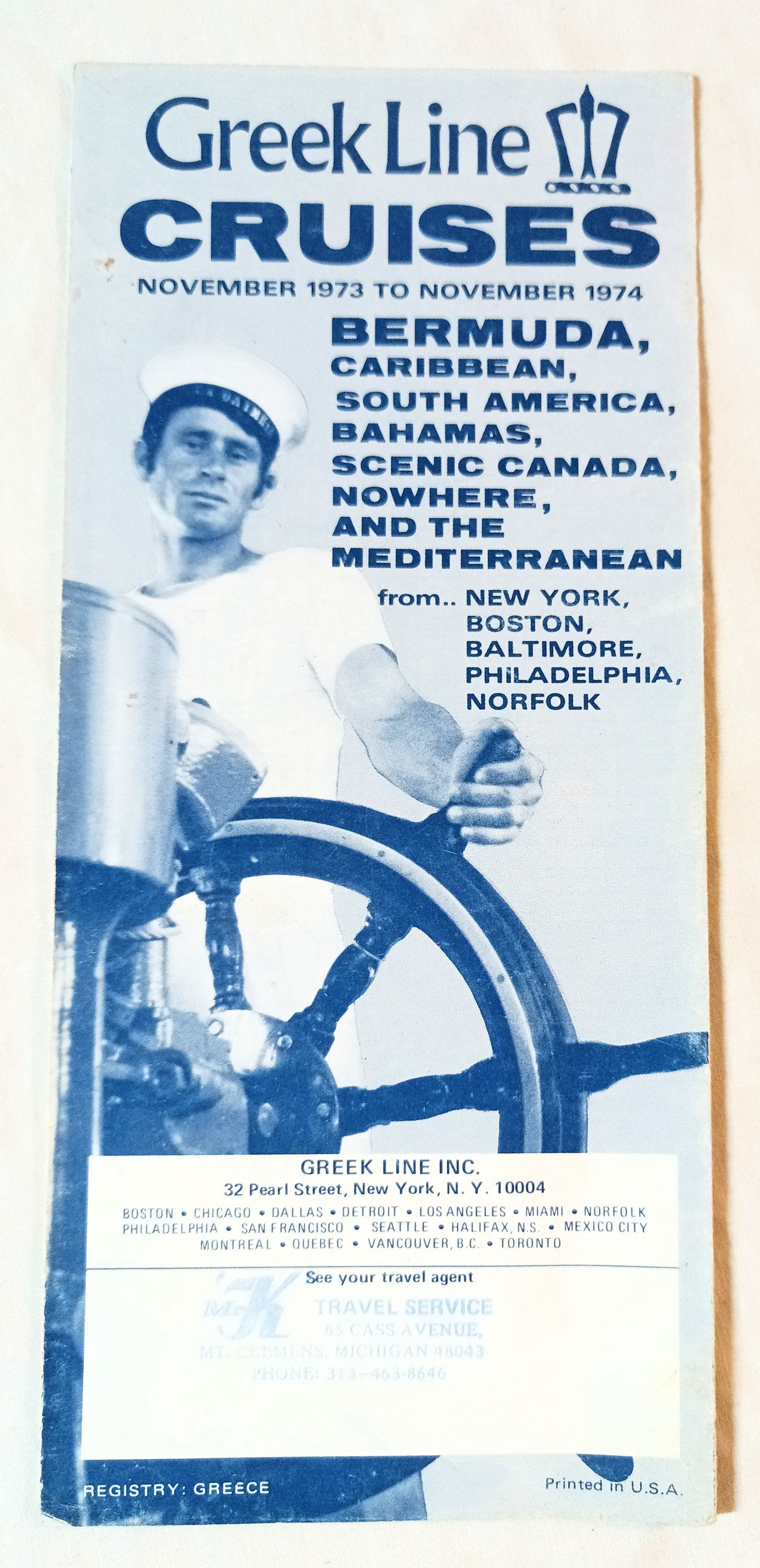 Greek Line Cruises 1973-74 TSS Queen Anna Maria TSS Olympia Brochure ...