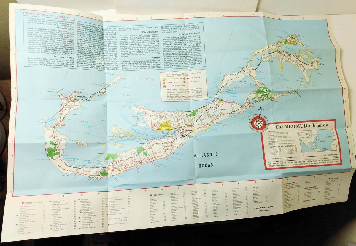 Handy Reference Pocket Map of Bermuda Hamilton St George 1977 – TulipStuff