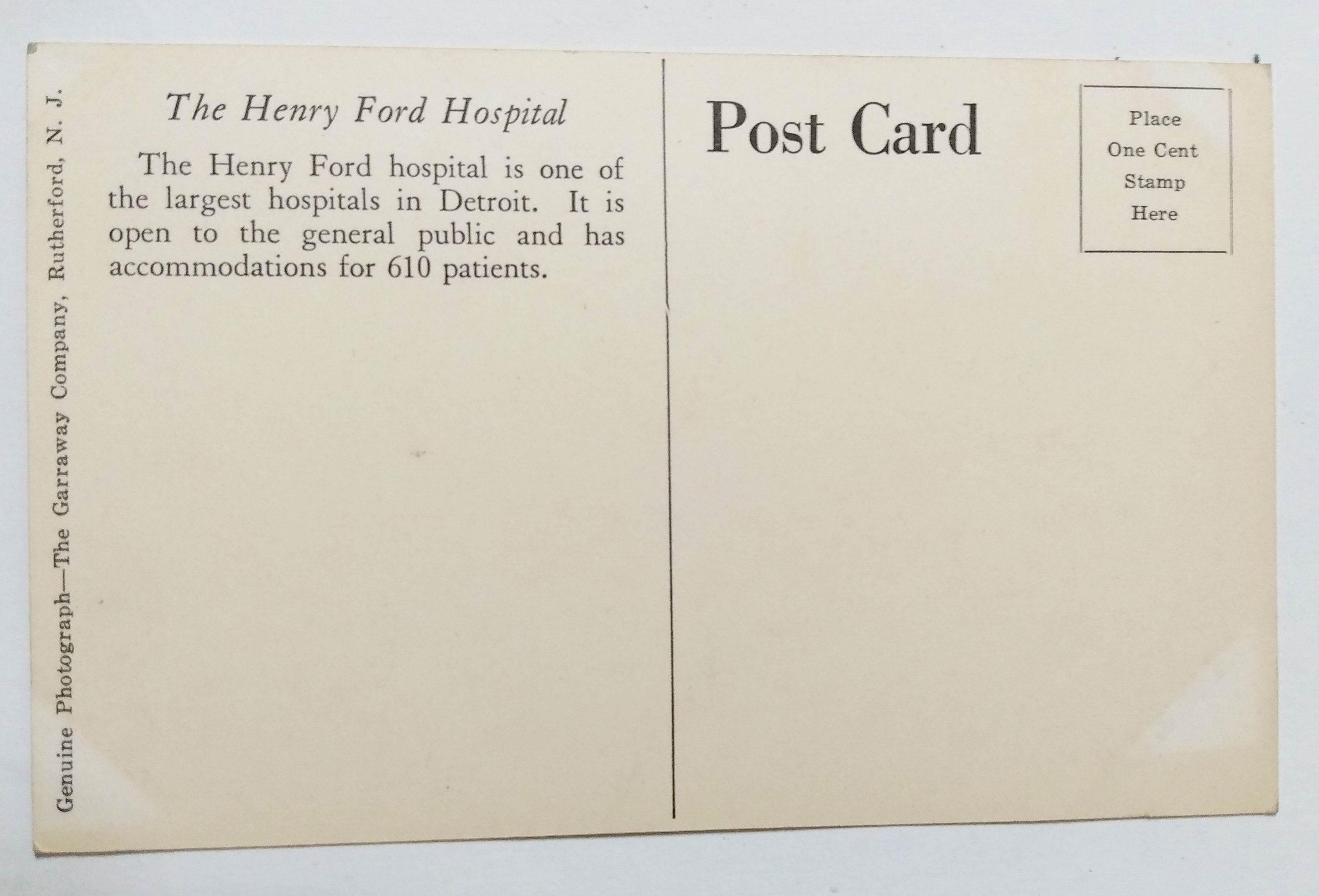 Henry Ford Hospital Detroit Michigan Real Photo Postcard 1940's ...