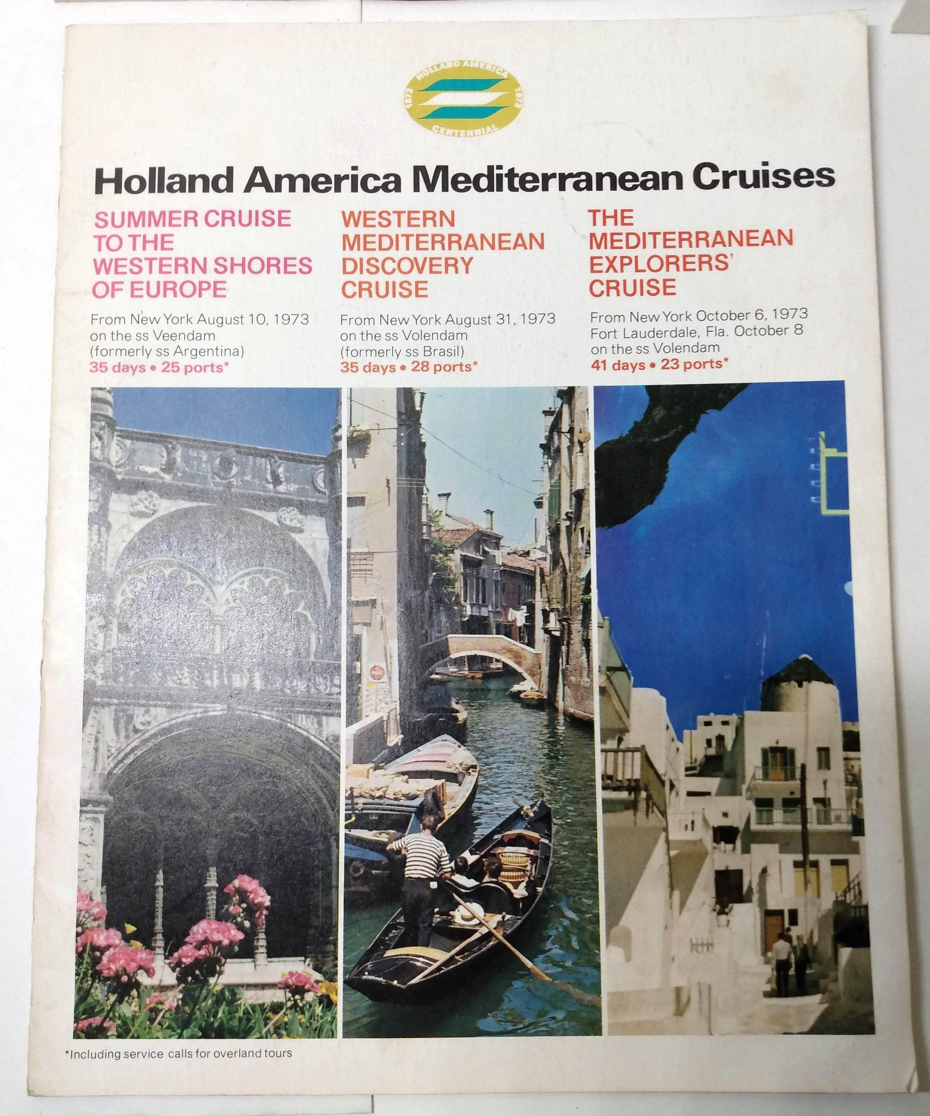 Holland America Veendam Volendam 1973 Mediterranean Cruises Brochure ...