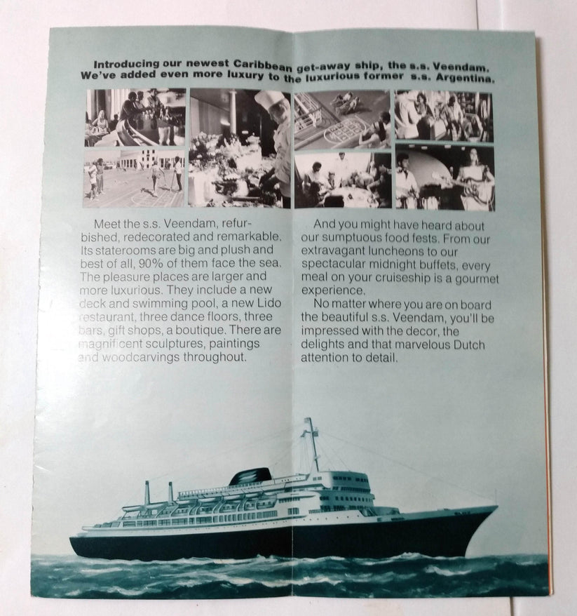 Holland America ss Veendam 1973-74 Baltimore Cruises Intro Brochure ...
