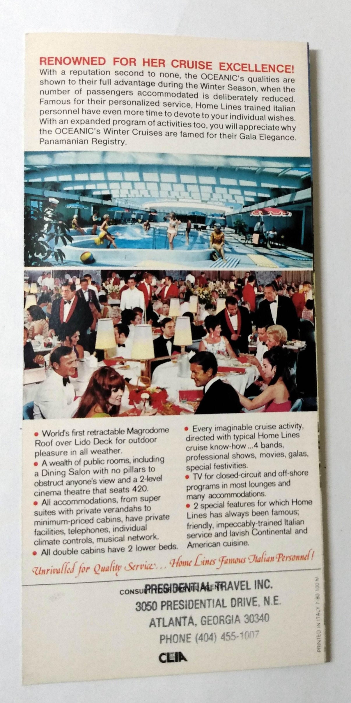 Home Lines ss Oceanic Winter 1980-81 Caribbean Cruises Brochure ...