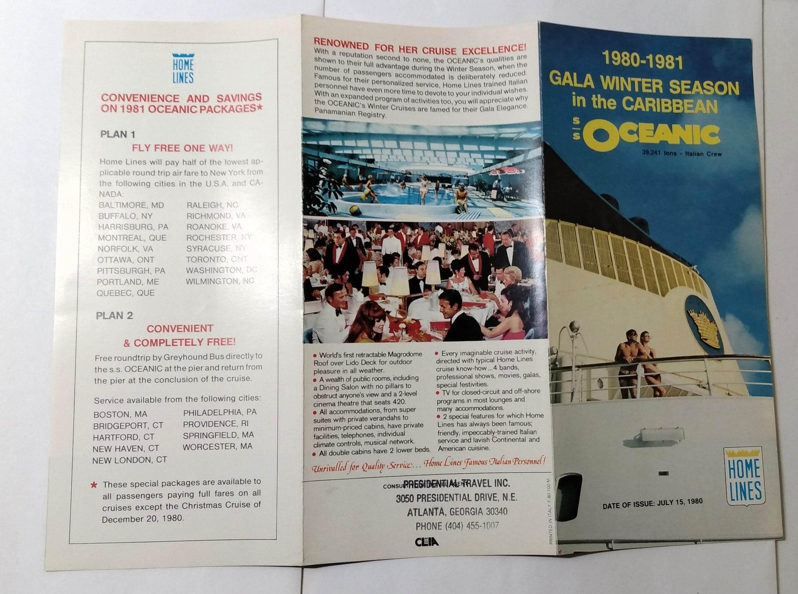 Home Lines ss Oceanic Winter 1980-81 Caribbean Cruises Brochure ...