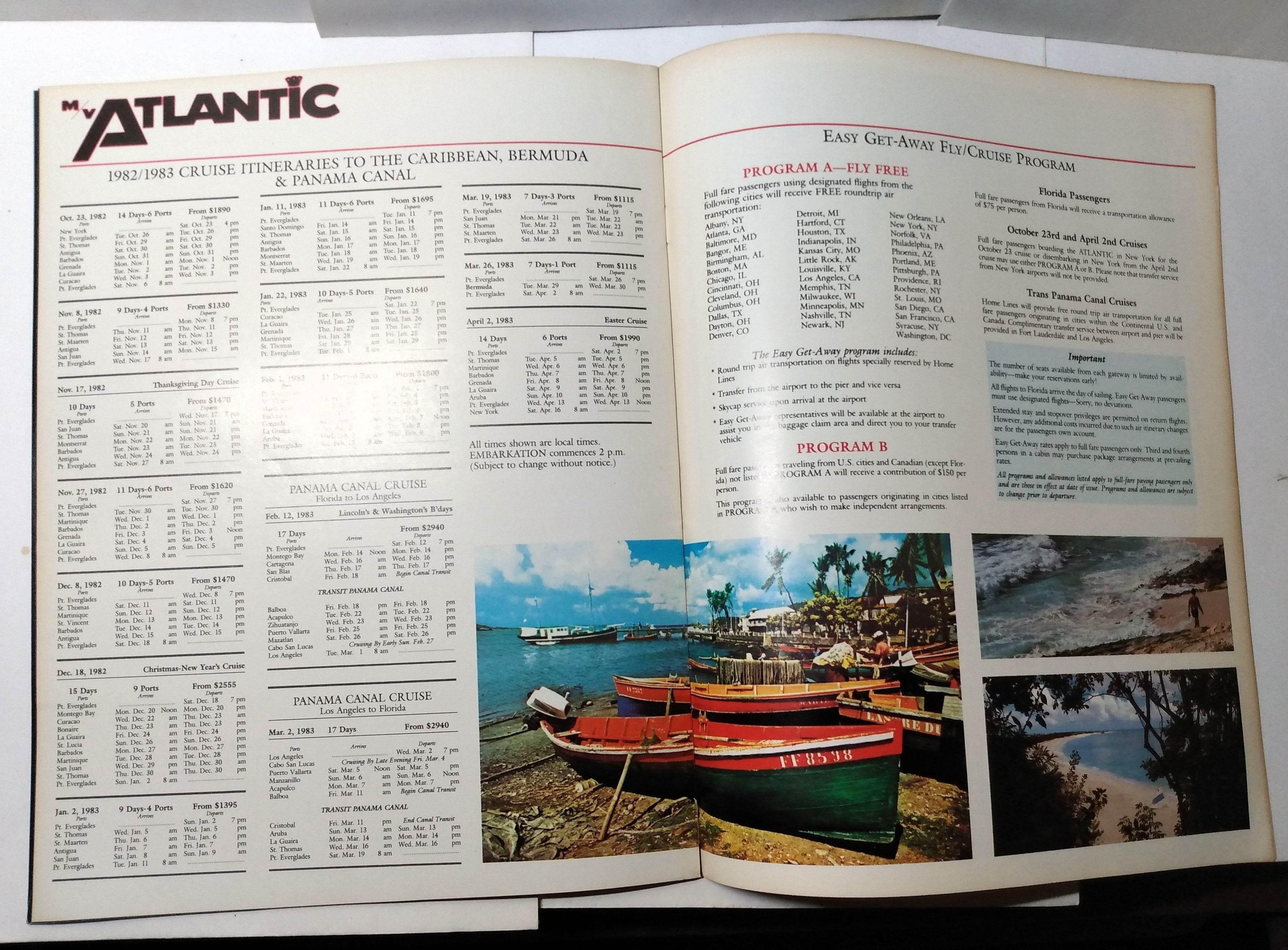 Home Lines mv Atlantic 1982-83 Florida Caribbean Bermuda Cruise Brochu ...