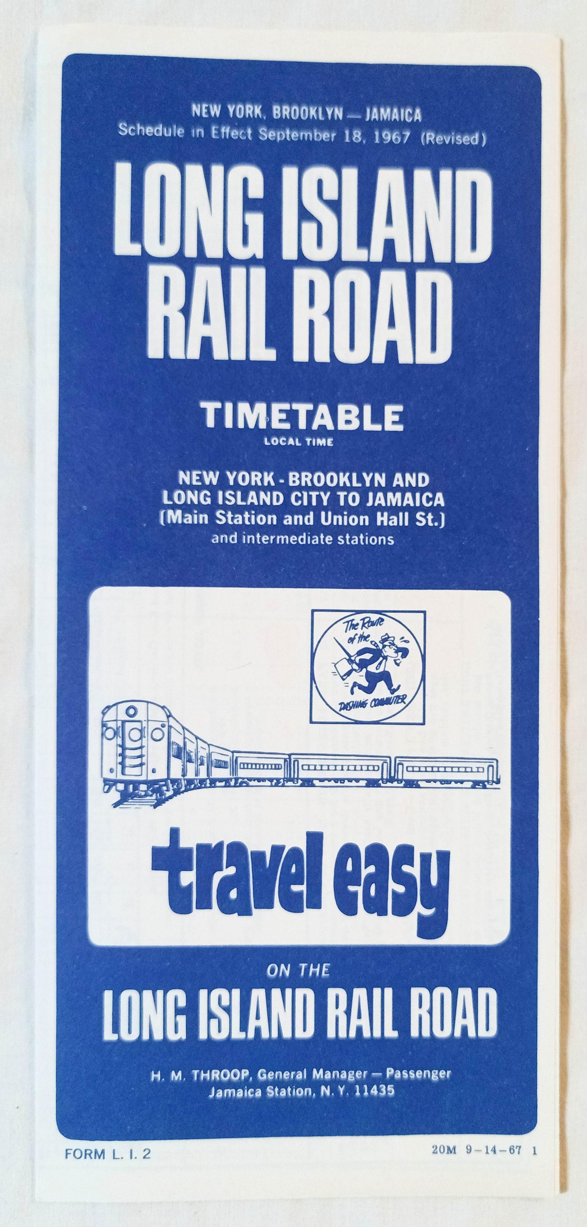 Long Island Railroad Brooklyn Long Island City Jamaica Timetable 1967 ...