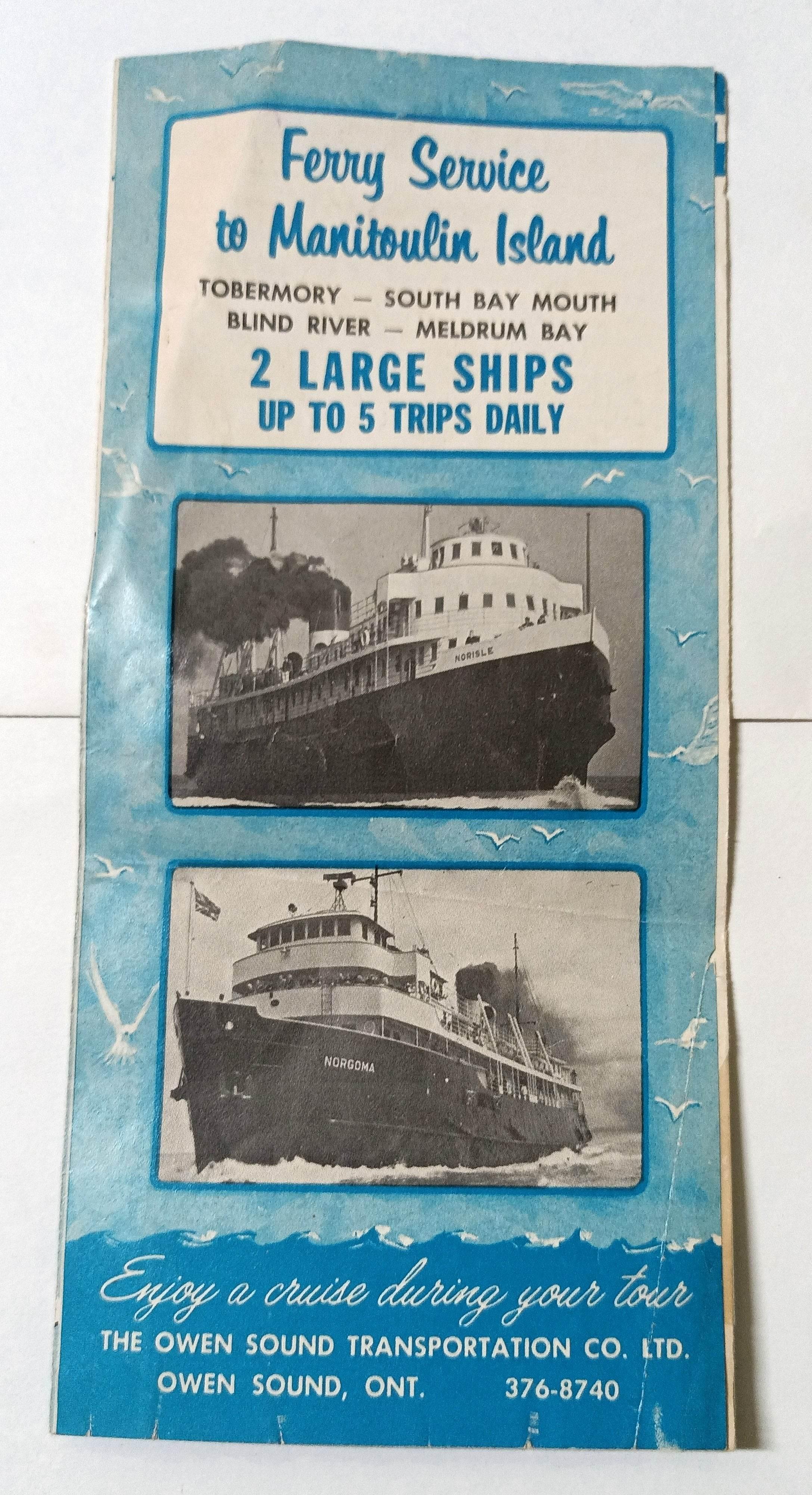 Owen Sound Manitoulin Island Ferry Brochure 1968 Norisle Norgoma ...