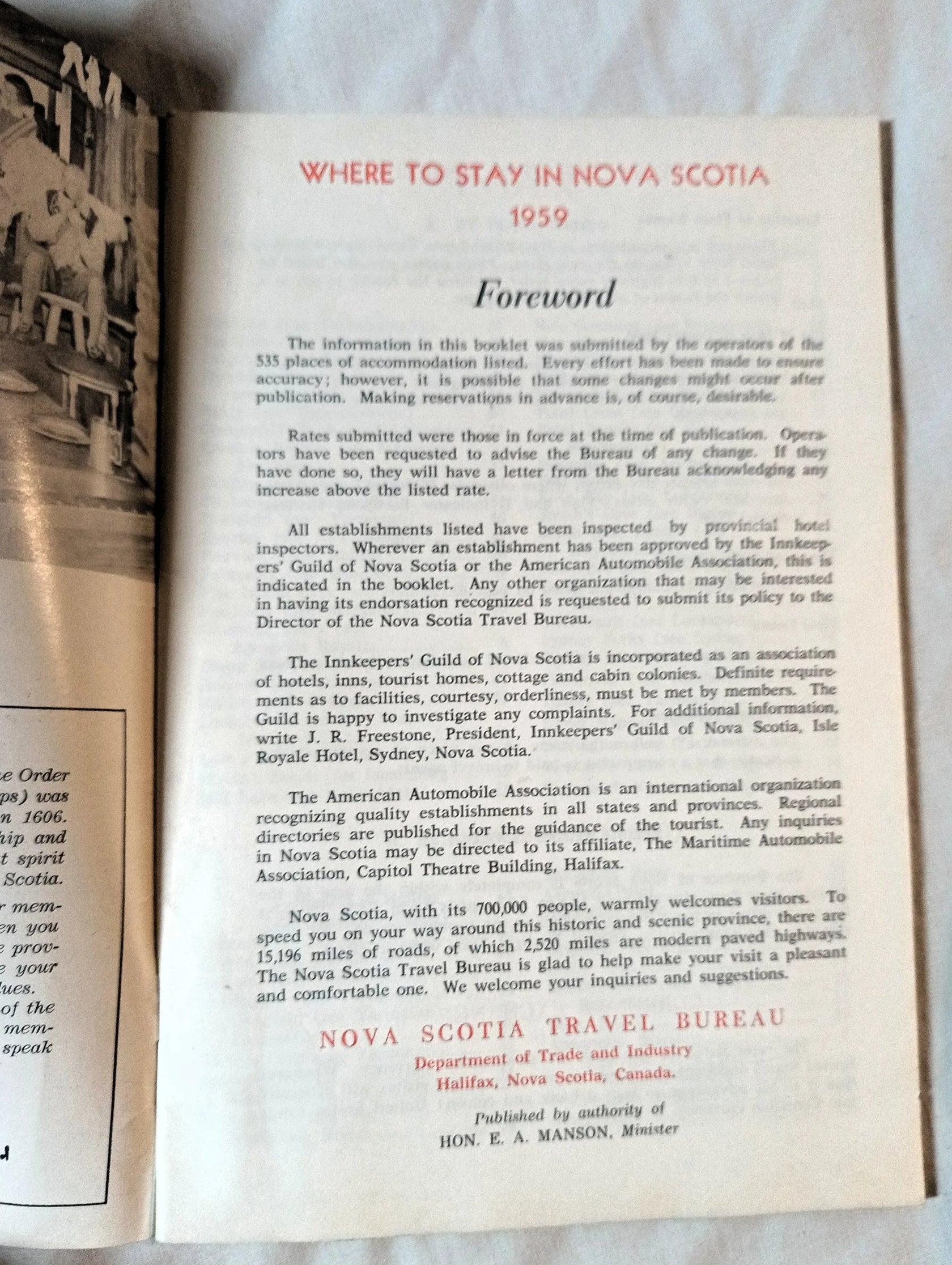 Where To Stay In Nova Scotia Hotel Cottages Lodges Guide Booklet 1959 ...