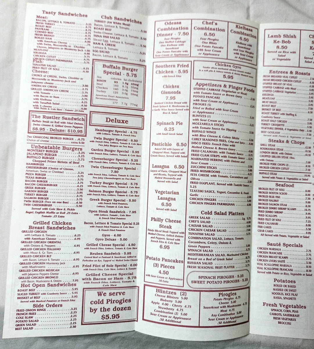 Odessa Cafe Bar Avenue A NYC Restaurant Takeout Menu Early 2000's ...