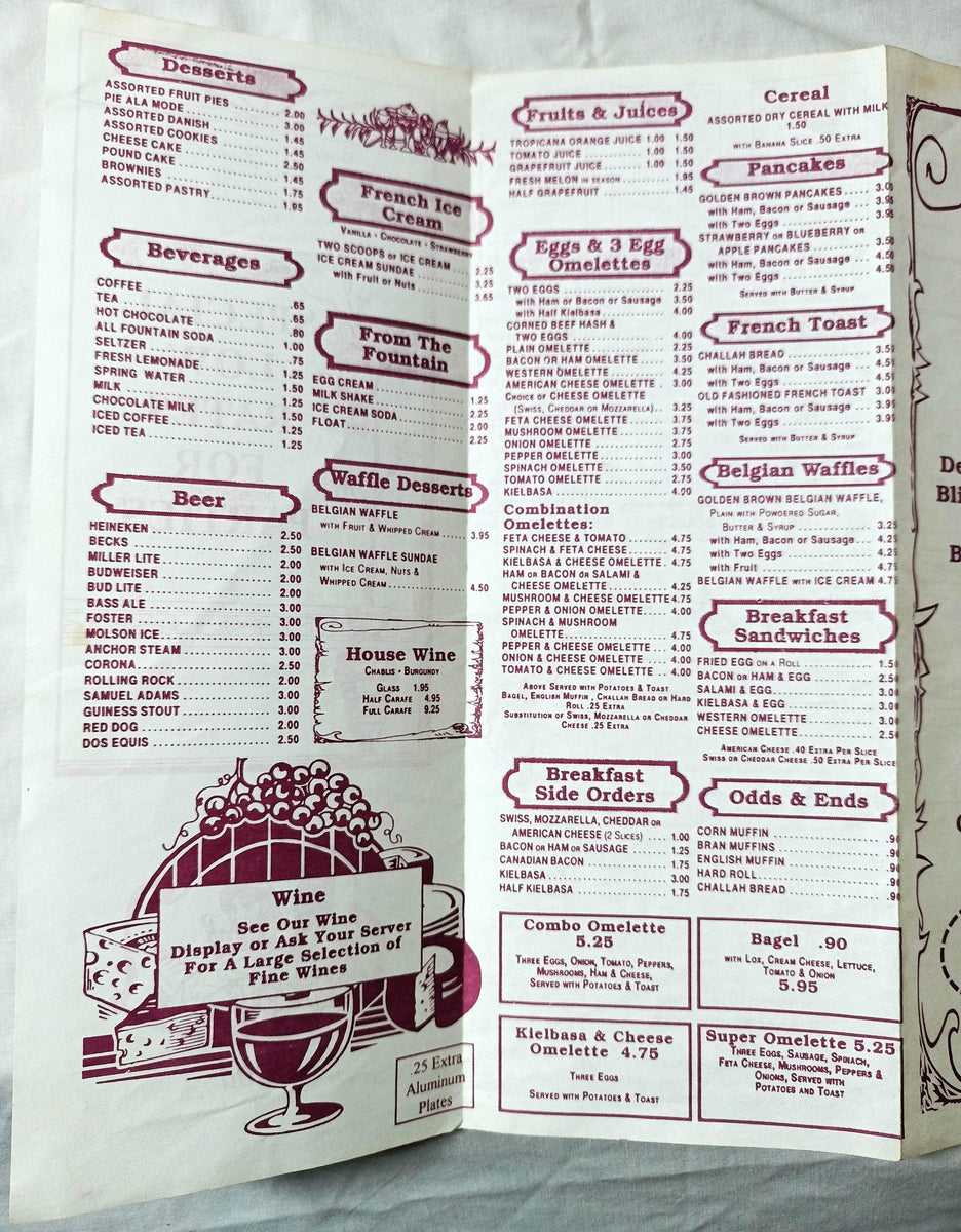 Odessa Cafe Bar Avenue A NYC Restaurant Takeout Menu Late 1990's ...