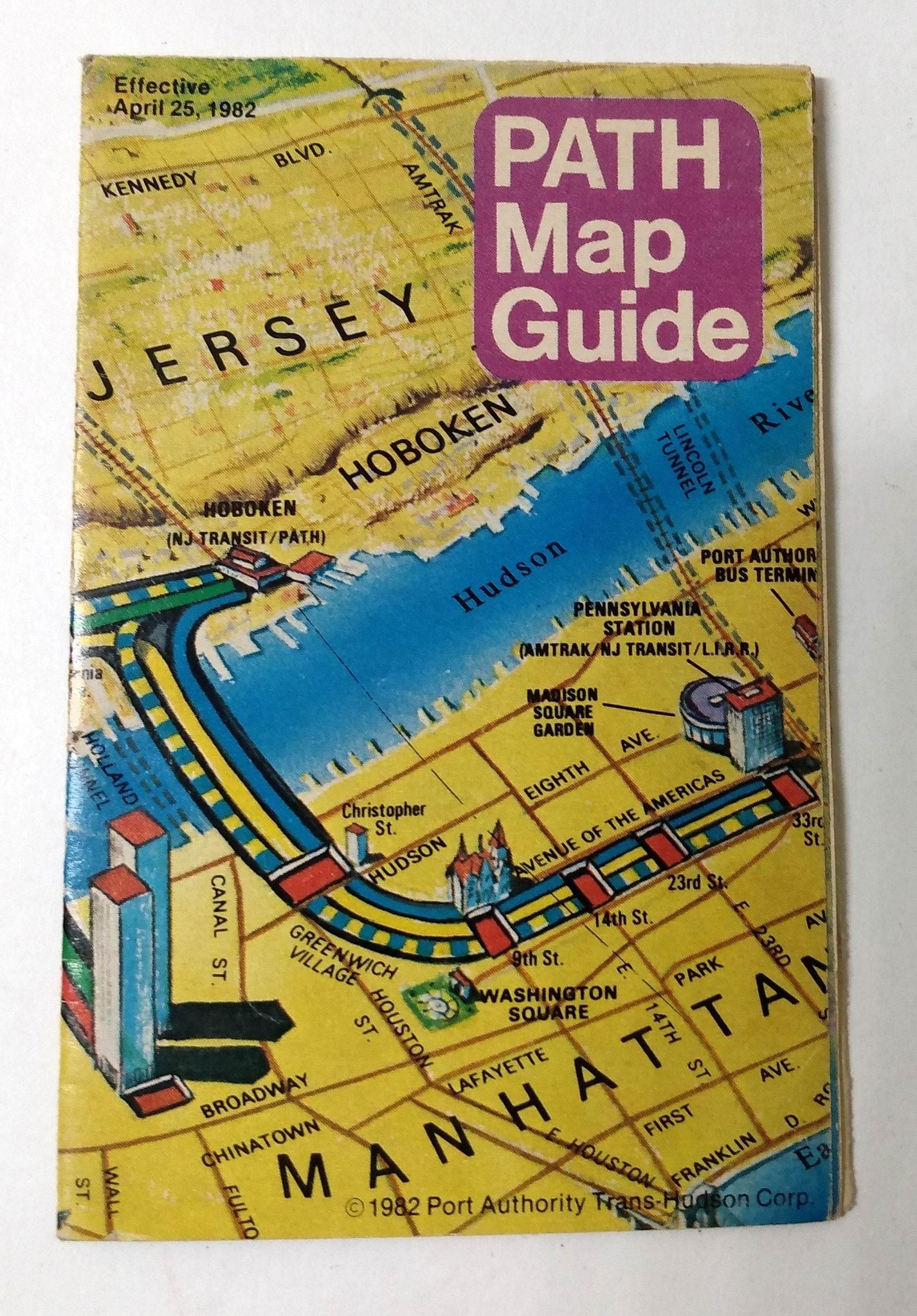 PATH Map Guide Subway Train Schedules NY NJ World Trade Center 1982 ...
