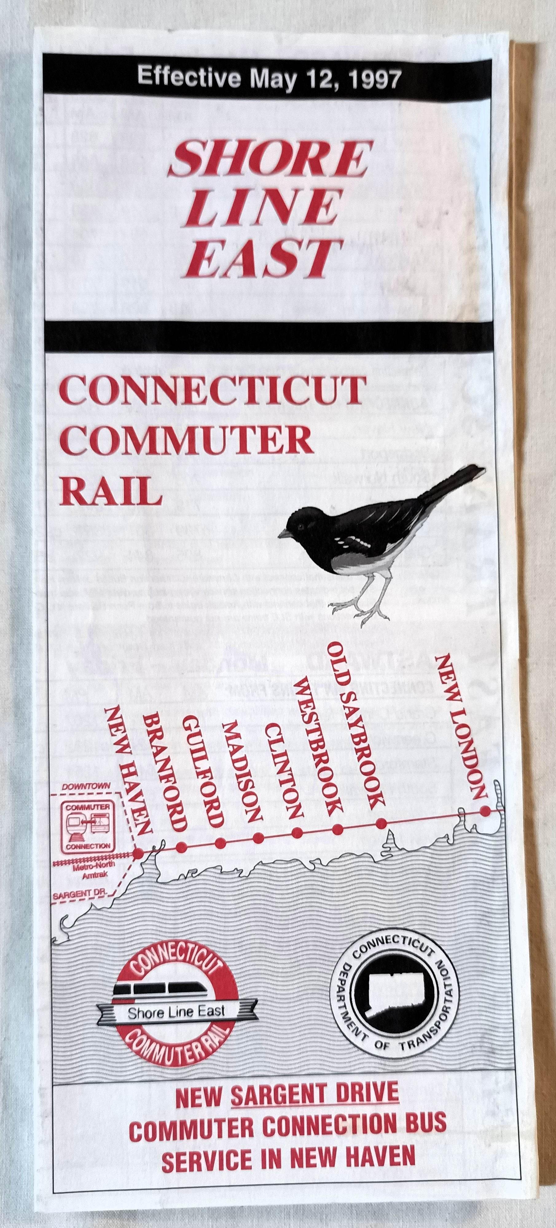Connecticut Commuter Rail Shore Line East Timetable 1997 – TulipStuff