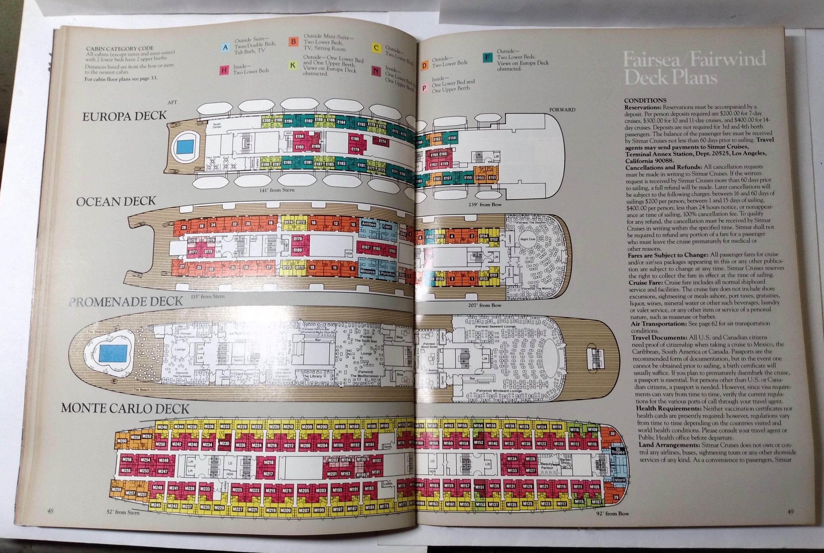 Sitmar Cruises Fairsea Fairwind Fairsky 1984 Cruises Brochure – TulipStuff