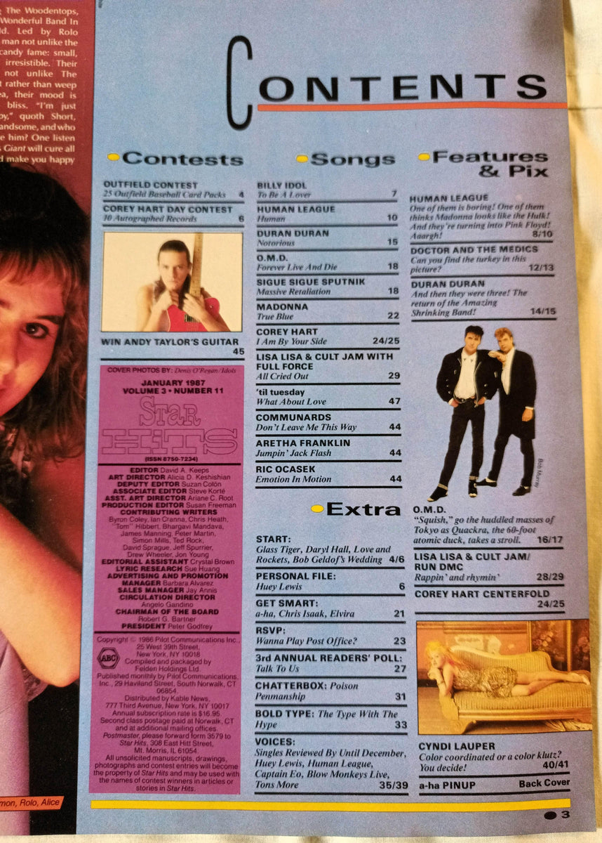Star Hits Magazine January 1987 Duran Duran Corey Hart A-Ha Run DMC ...