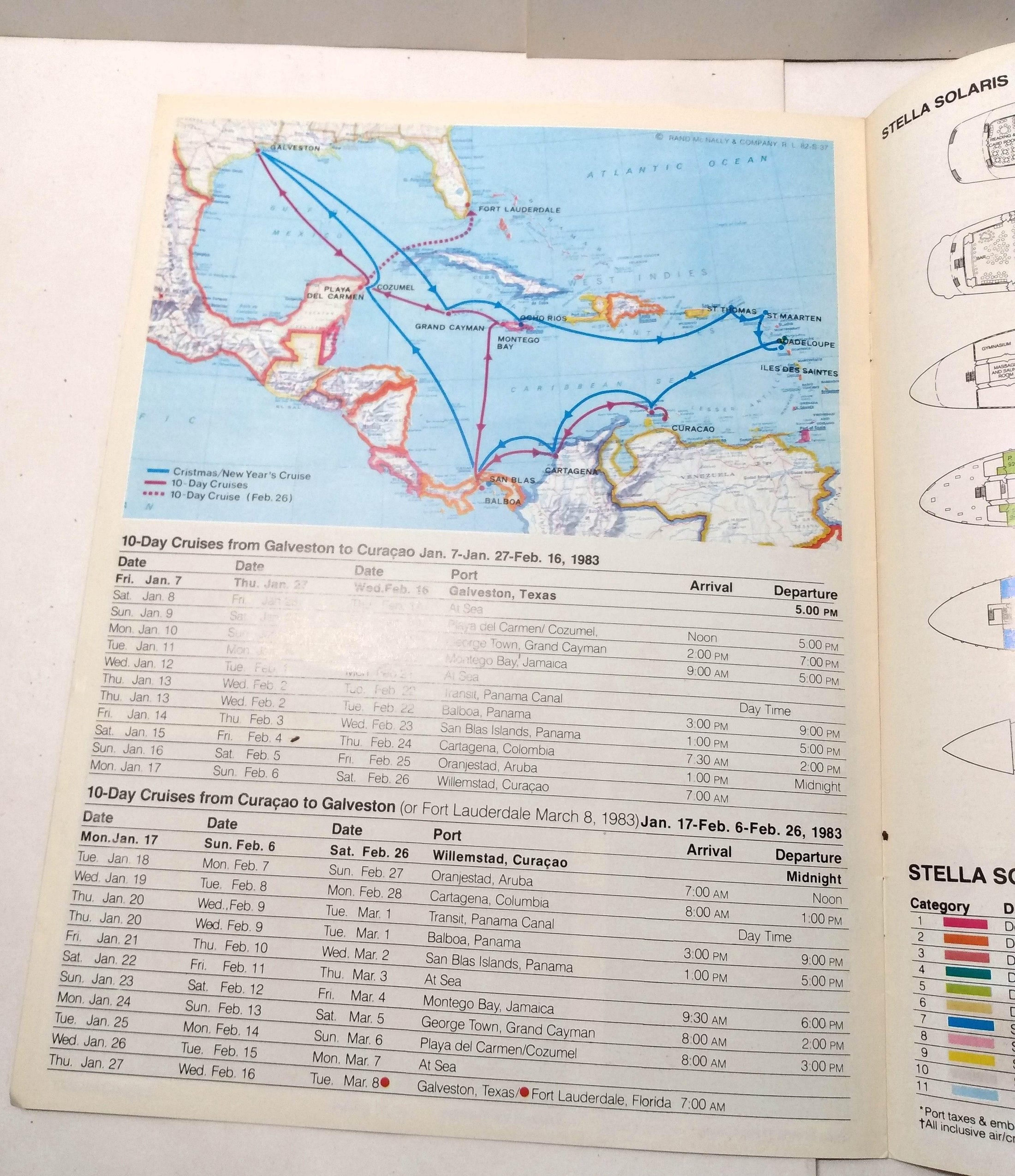 Sun Line Stella Solaris Winter 1982-83 Caribbean Mexico Cruises Brochu ...