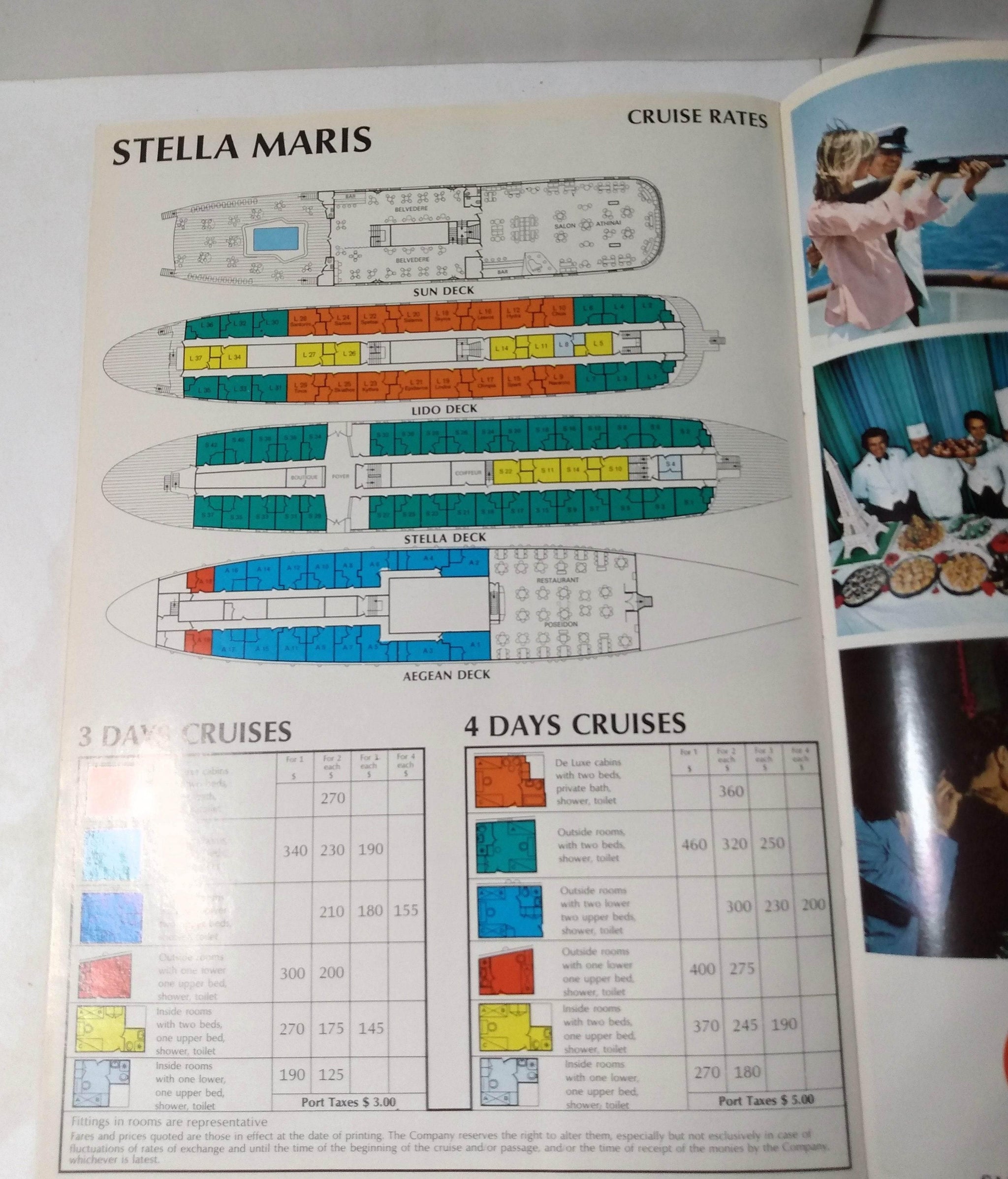 Sun Line 1976 Greek Isles Cruise Brochure Stella Solaris Stella Maris ...