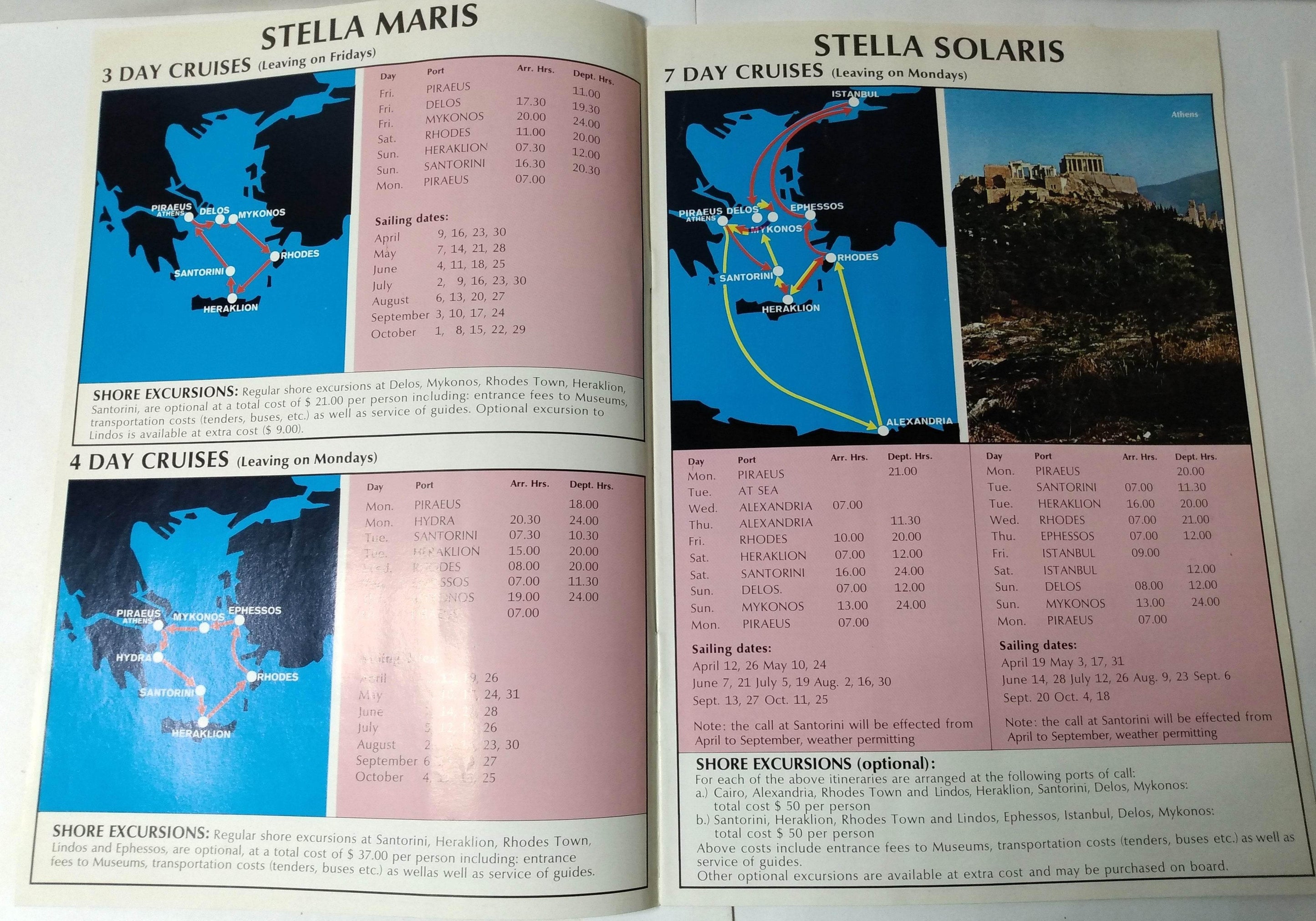Sun Line 1976 Greek Isles Cruise Brochure Stella Solaris Stella Maris ...