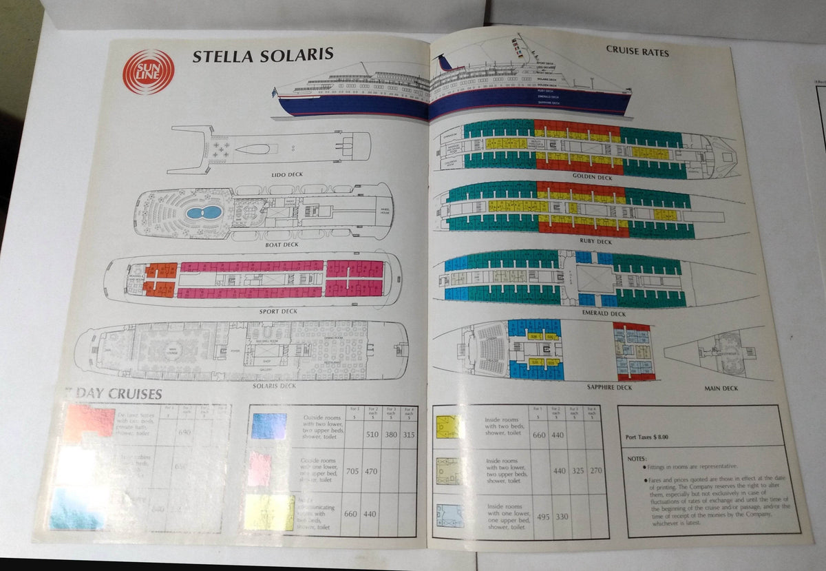 Sun Line 1976 Greek Isles Cruise Brochure Stella Solaris Stella Maris ...