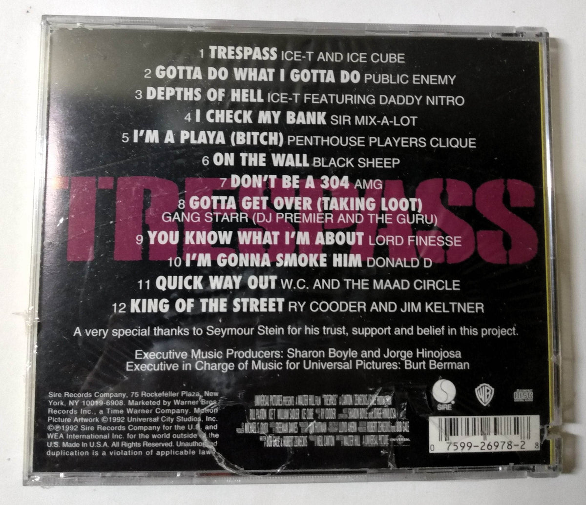 Trespass Motion Picture Soundtrack Album CD 1992 Ice-T Public Enemy ...