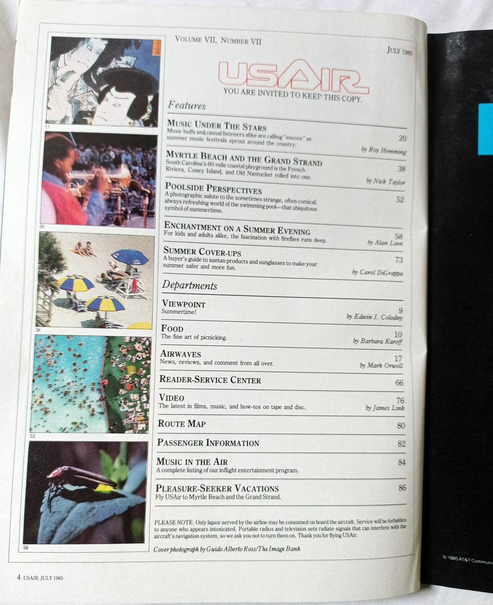 USAir Inflight Magazine Salute To Summer July 1985 – TulipStuff