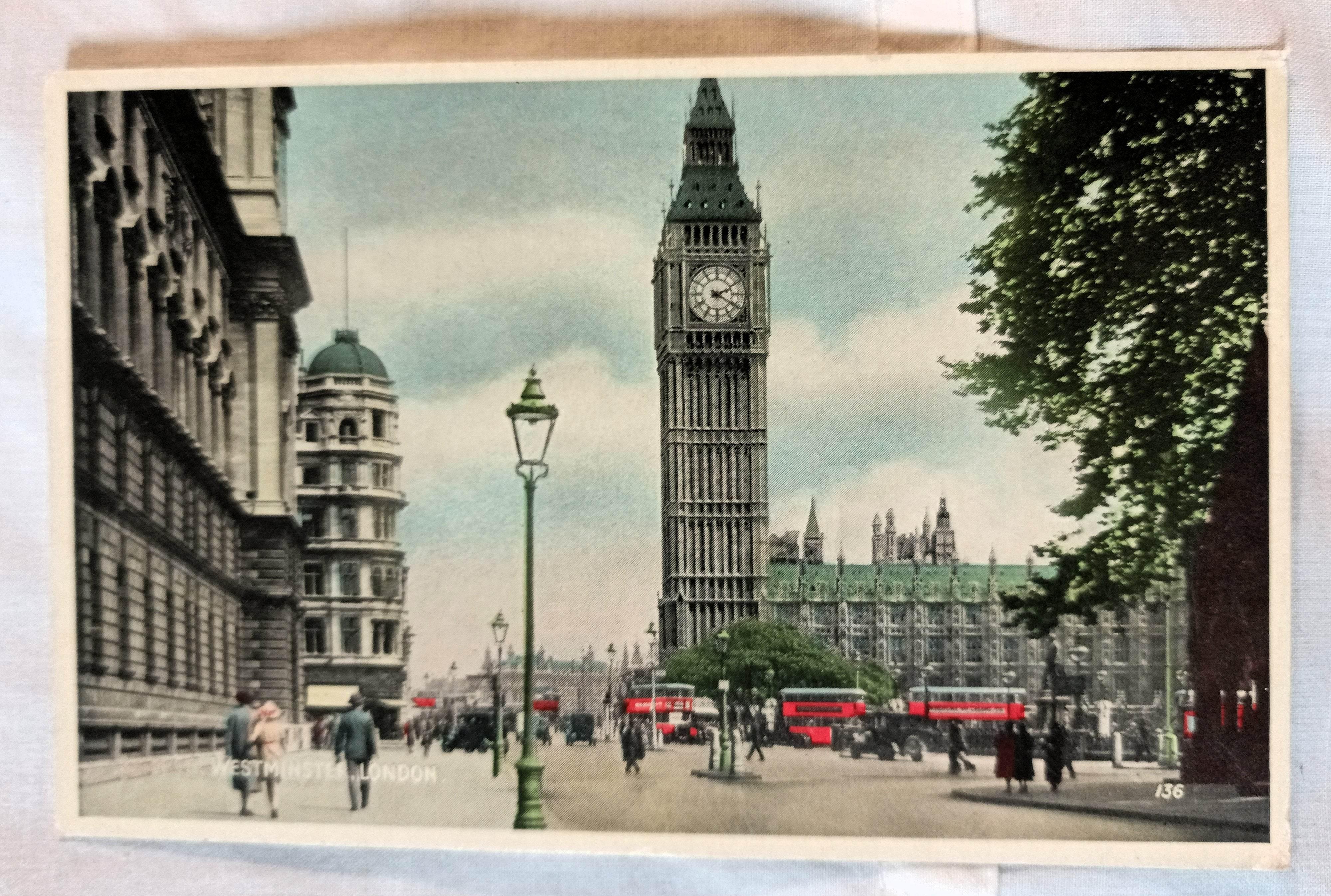 Big Ben Parliament Westminster London Postcard WW2 Churchill 1943 ...