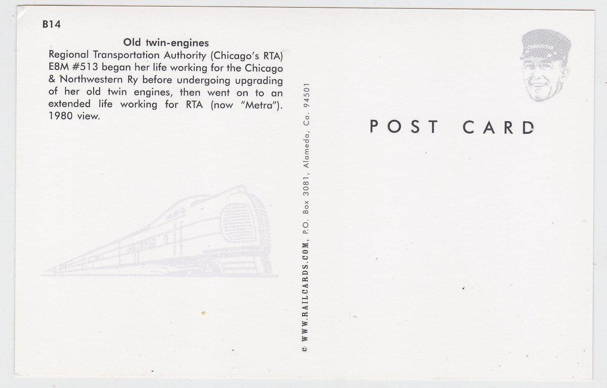 Chicago RTA Commuter Train And E8M Locomotive Postcard – TulipStuff