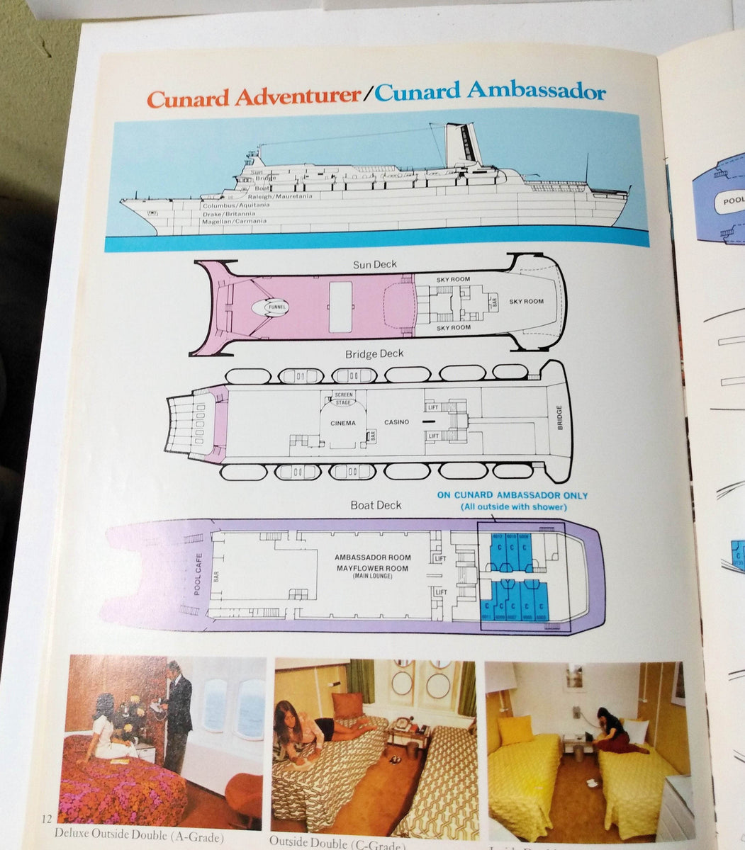 Cunard Ambassador (Final Brochure) / Adventurer '74-'75 Fly / Cruises ...