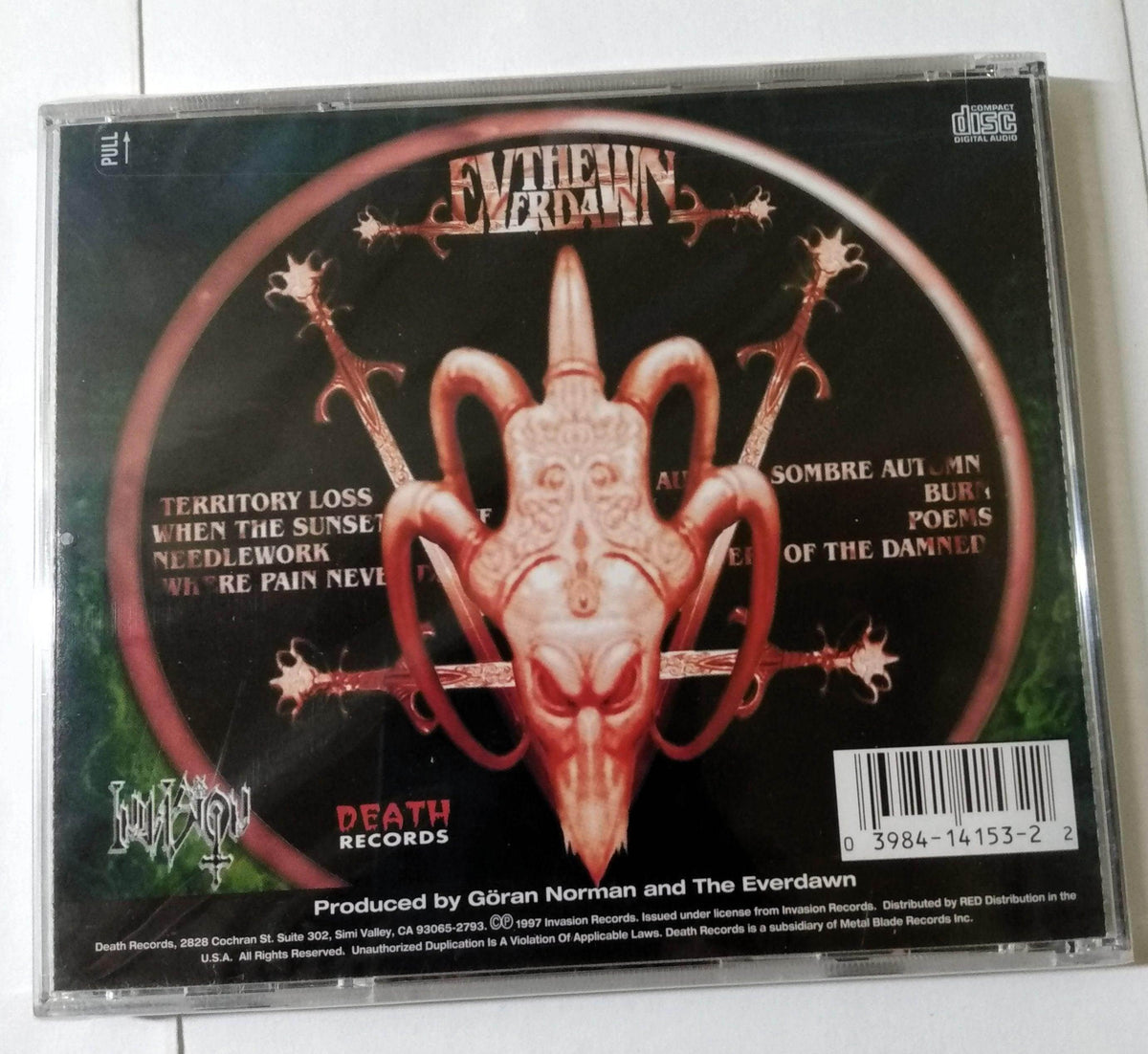 The Everdawn Poems Burn The Past Swedish Death Metal Album CD 1997 ...