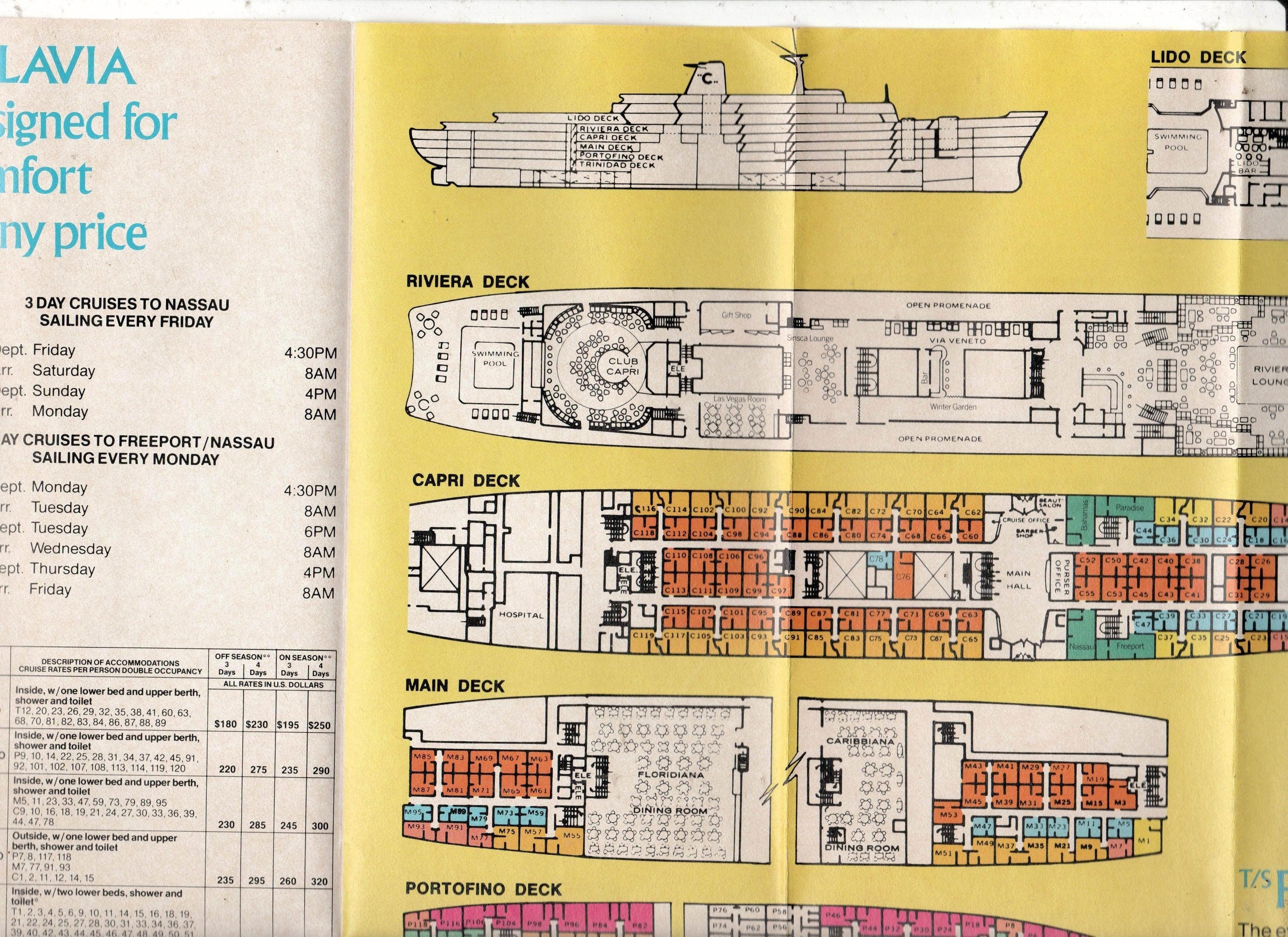 Costa Line ss Flavia 1979-80 Nassau Bahamas Cruise Ship Brochure ...