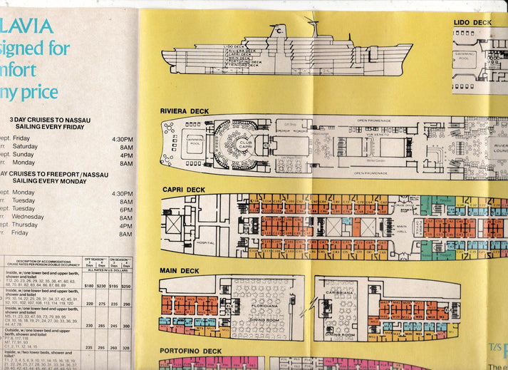Costa Line ss Flavia 1979-80 Nassau Bahamas Cruise Ship Brochure ...
