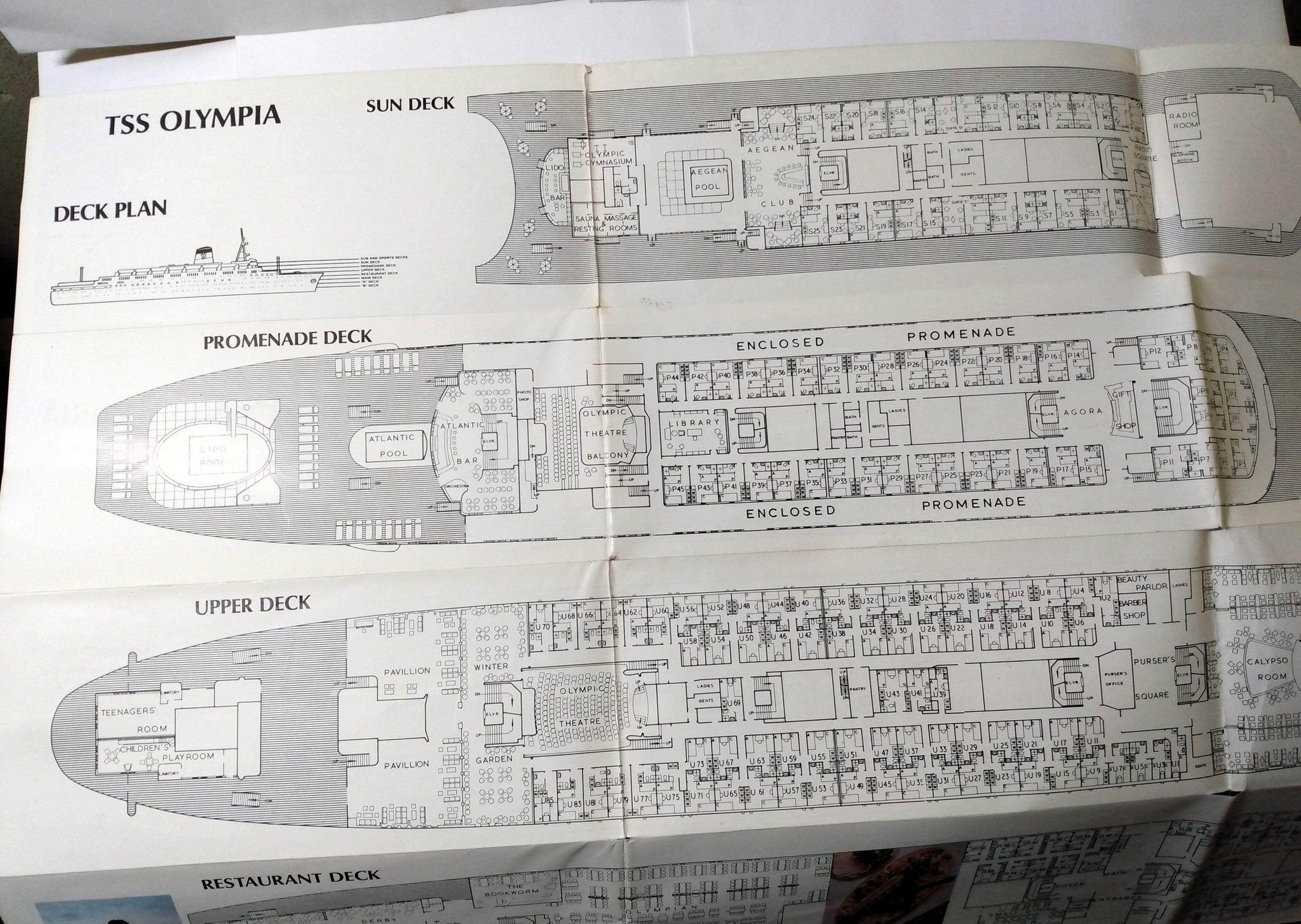 Greek Line TSS Queen Anna Maria TSS Olympia Large Deck Plans – TulipStuff