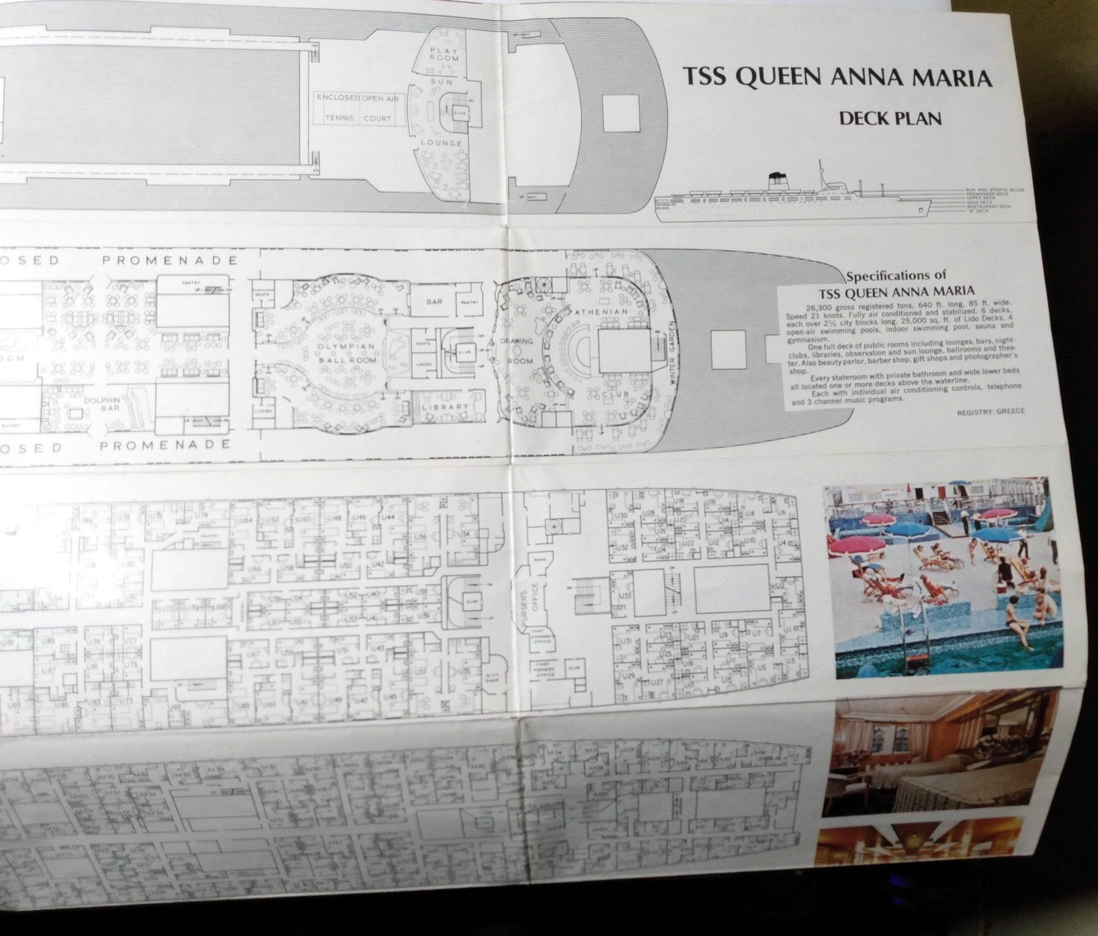 Greek Line TSS Queen Anna Maria TSS Olympia Large Deck Plans – TulipStuff